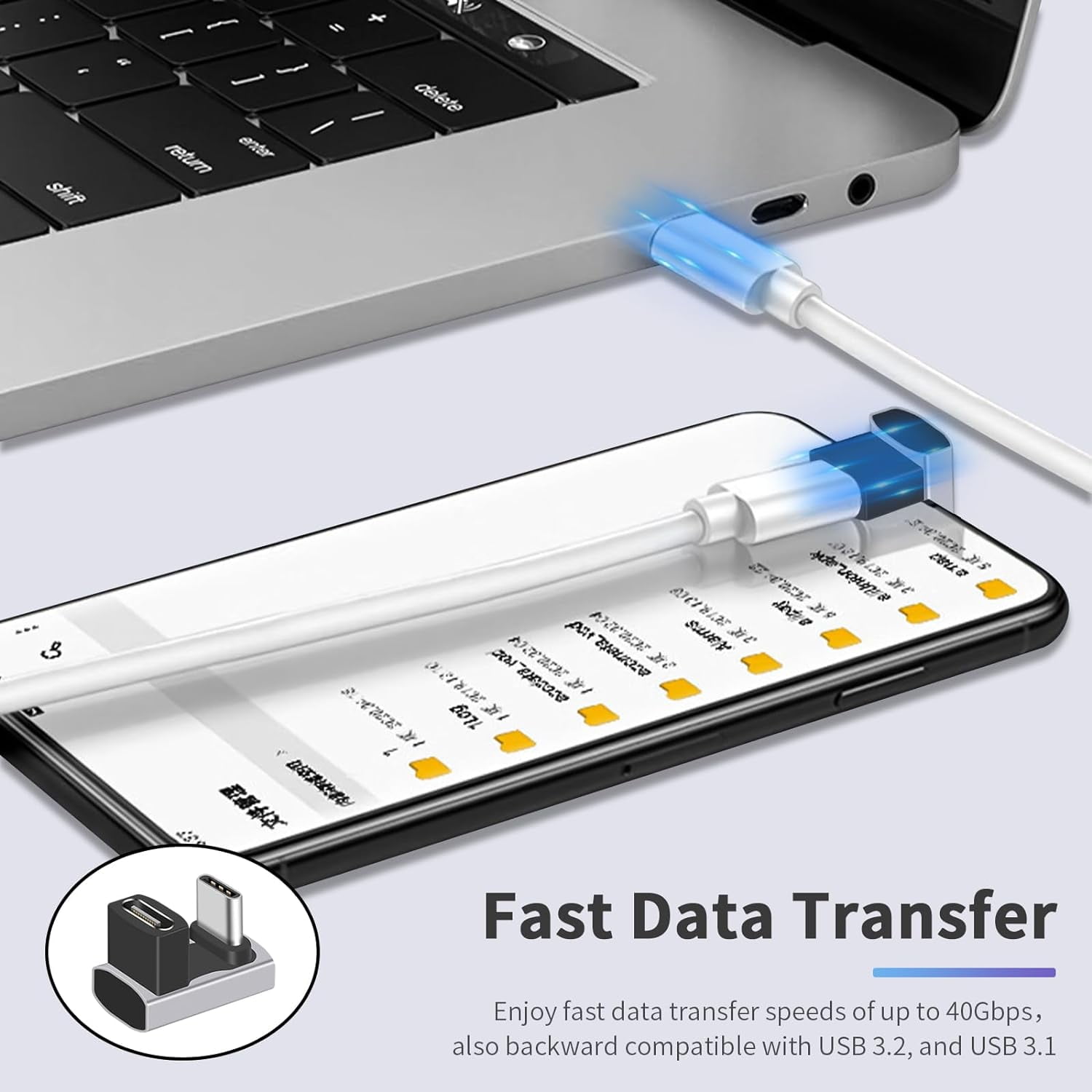 TRAHOO-240W USB C 180 Degree Adapter, 180 USB C Extendsion Adapte, U ...