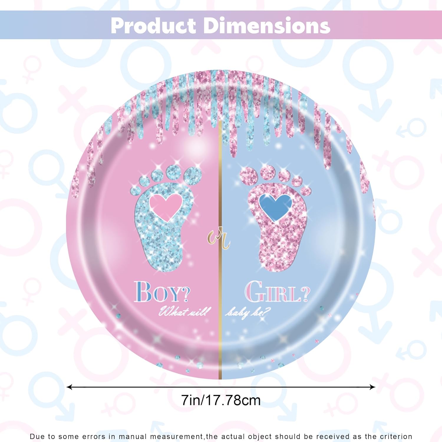 TRAHOO-24Pack 7Inch Gender Reveal Plates,Boy or Girl Paper Plates,Pink ...