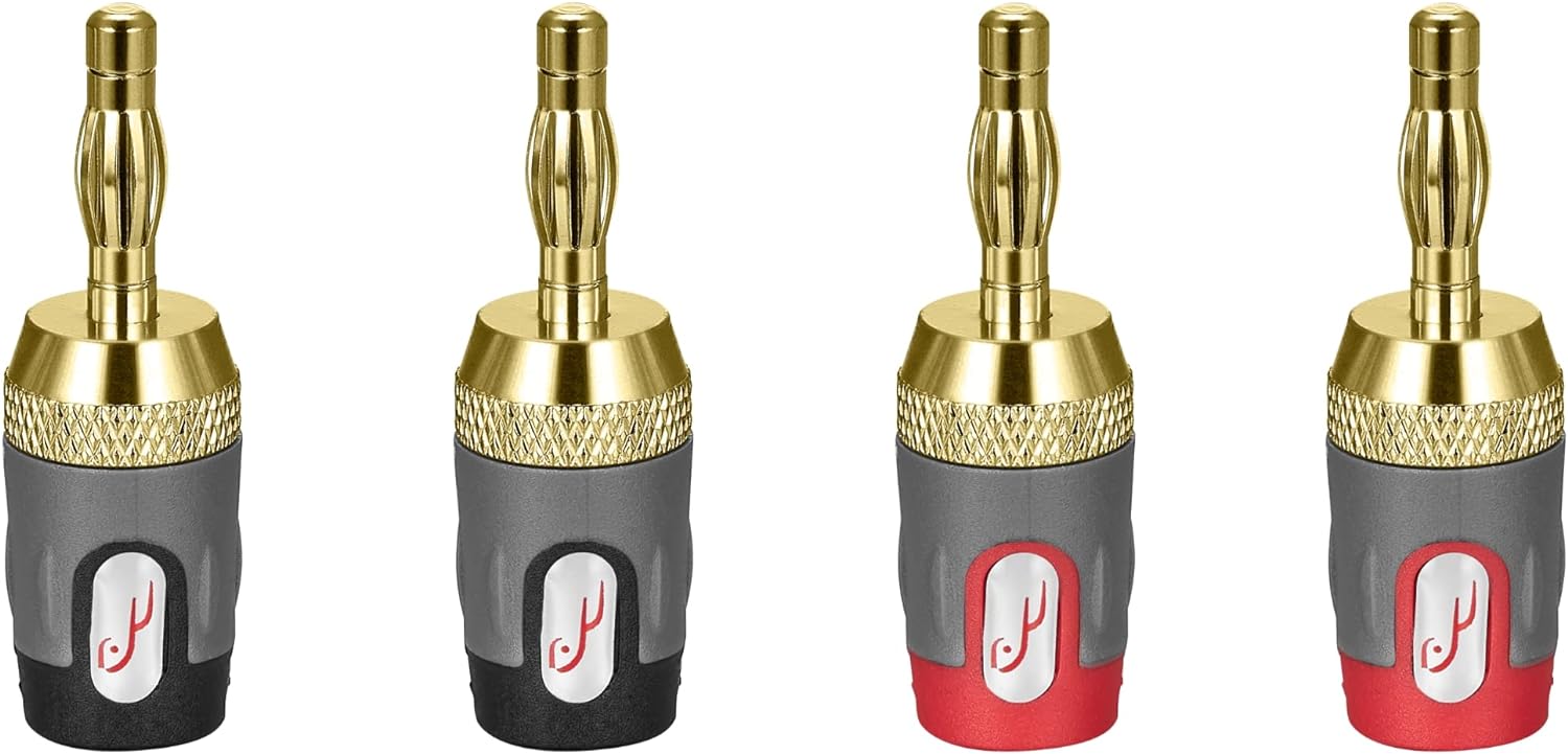 TRAHOO-24k Gold Plated Toolless Speaker Banana Plugs - Banana Plug ...