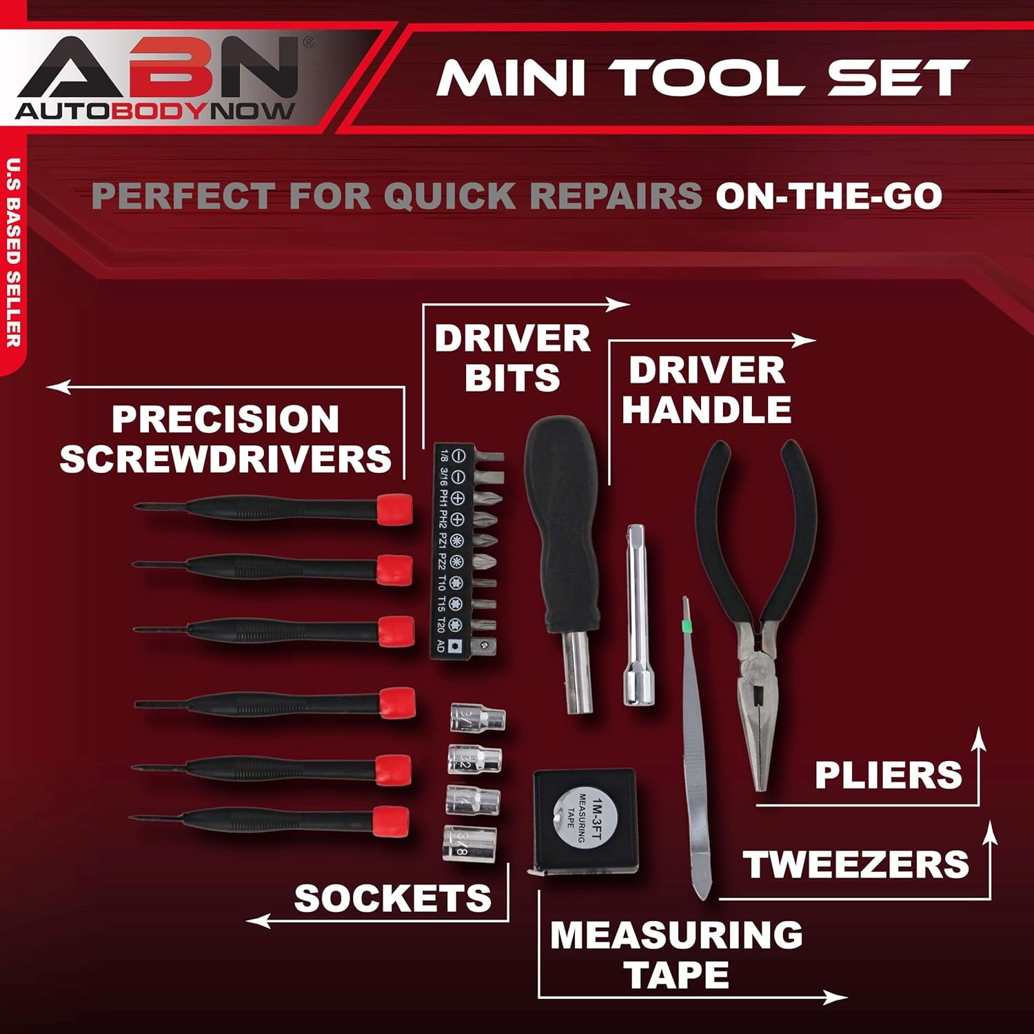TRAHOO-25-Piece Tri-Fold Mini Tool Set for Dorm, Travel, Office, Home ...