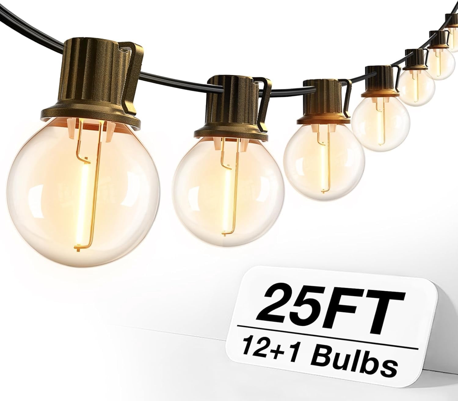 TRAHOO-25FT Outdoor String Lights, G40 Globe LED Patio Lights ...