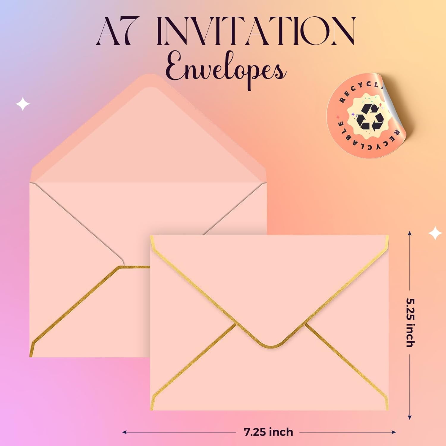 TRAHOO-25PACK 5X7 Envelopes, Luxury Rose Pink A7 Envelopes Self Seal ...