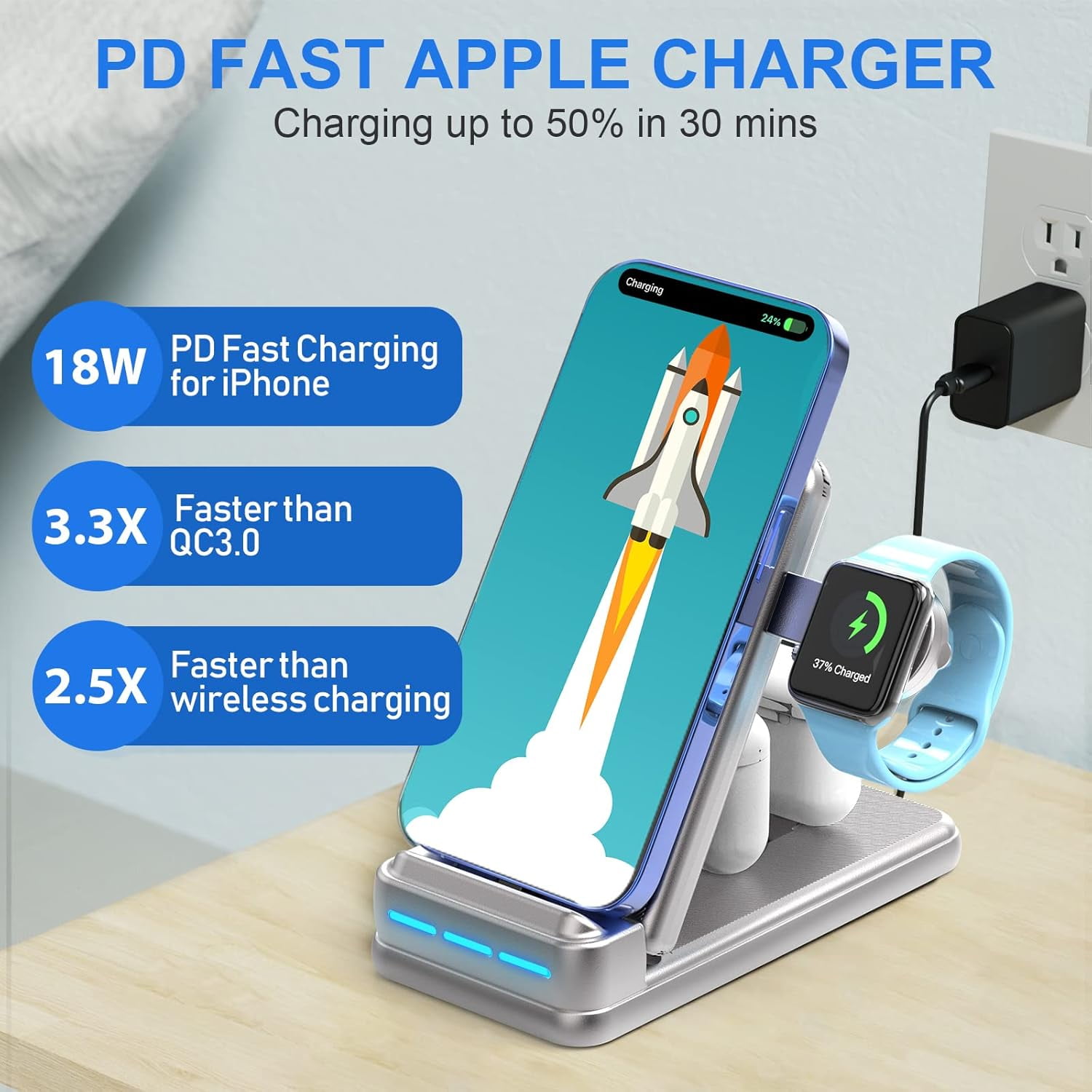 TRAHOO-25W PD Fast Charging Station for Multiple Apple Devices - 4 in 1 ...