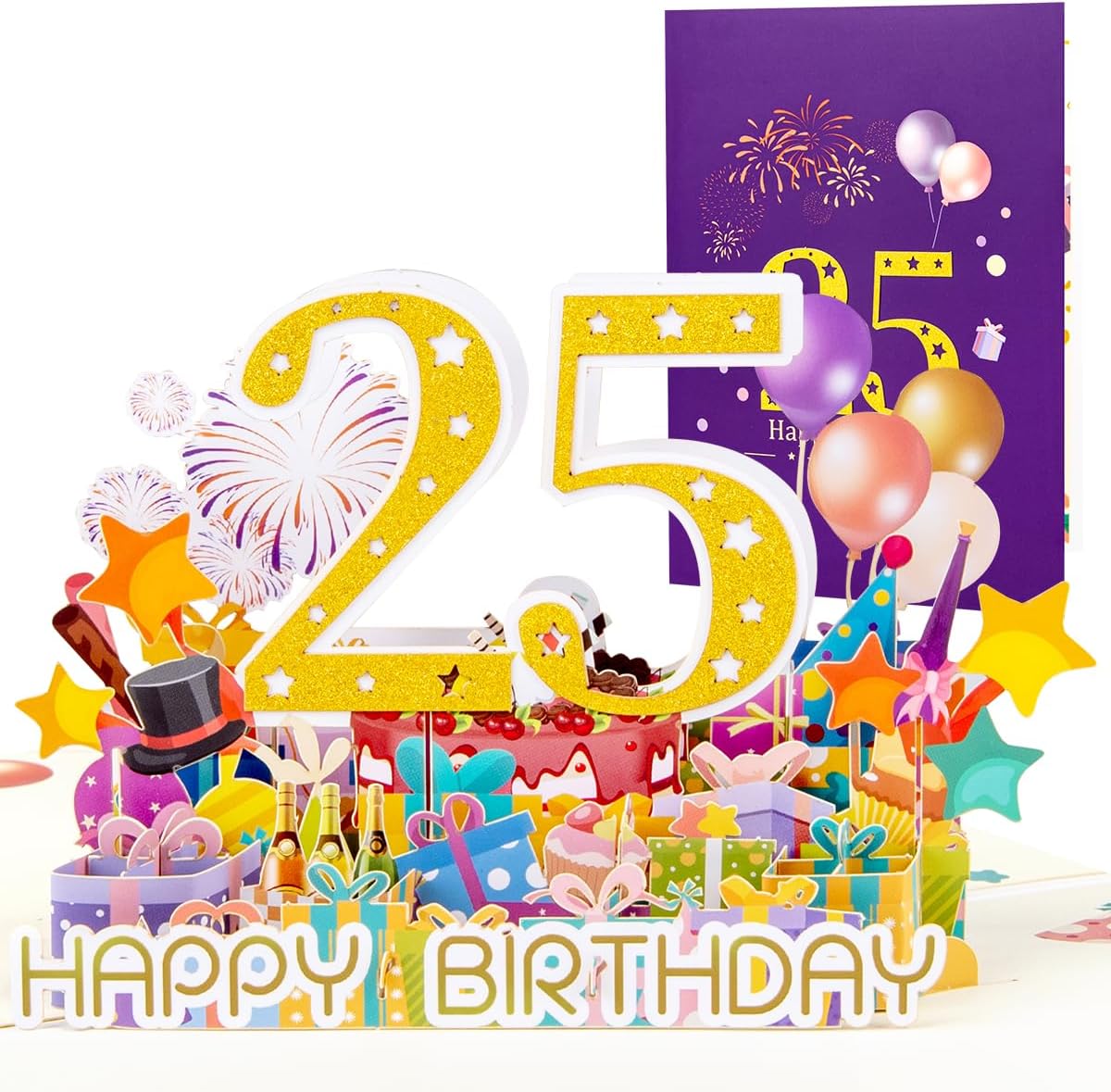 TRAHOO-25th Birthday Card, 25th Happy Birthday Card, Pop Up Birthday ...