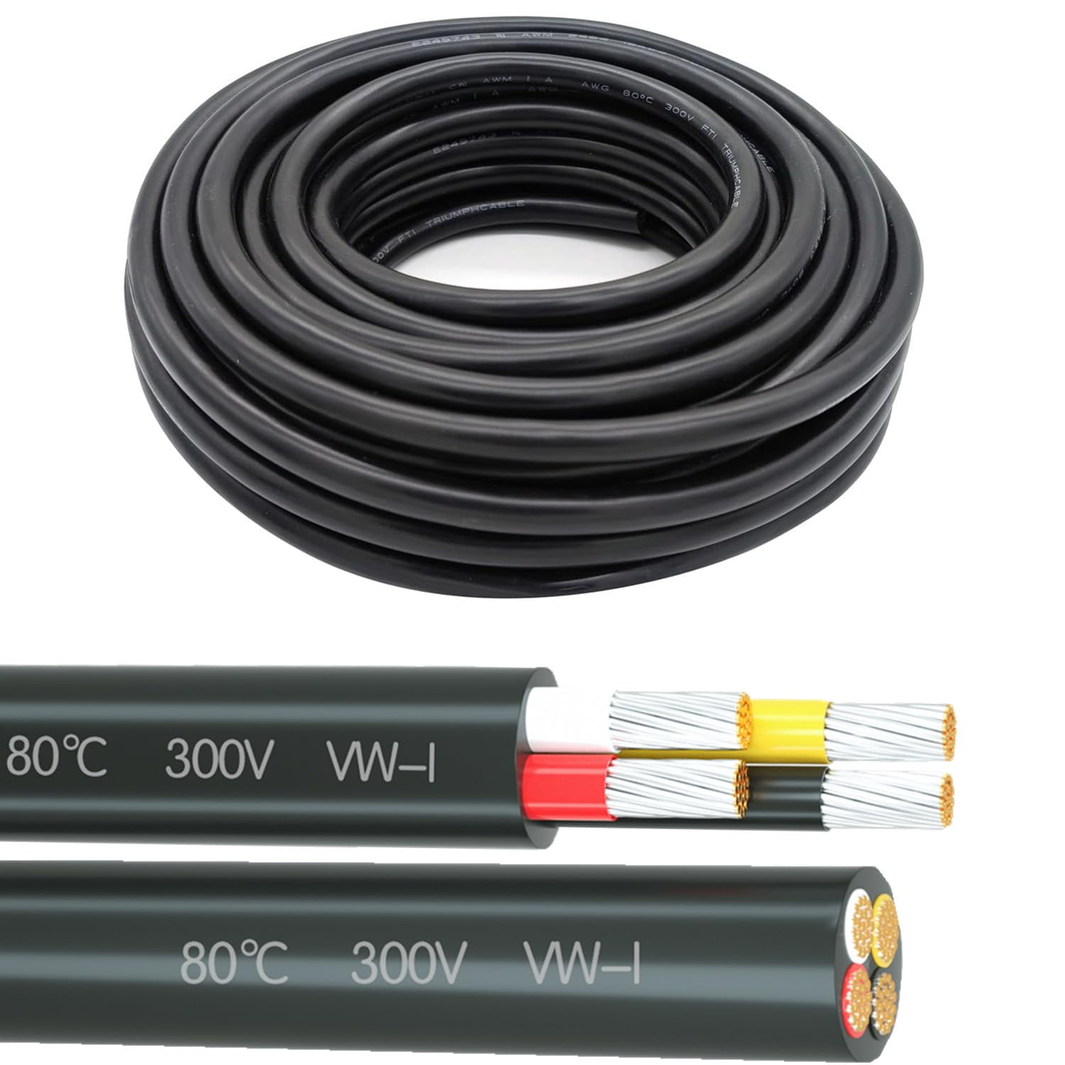 TRAHOO-28 Gauge 4 Conductor Tinned Copper Electrical Wire Stranded PVC ...