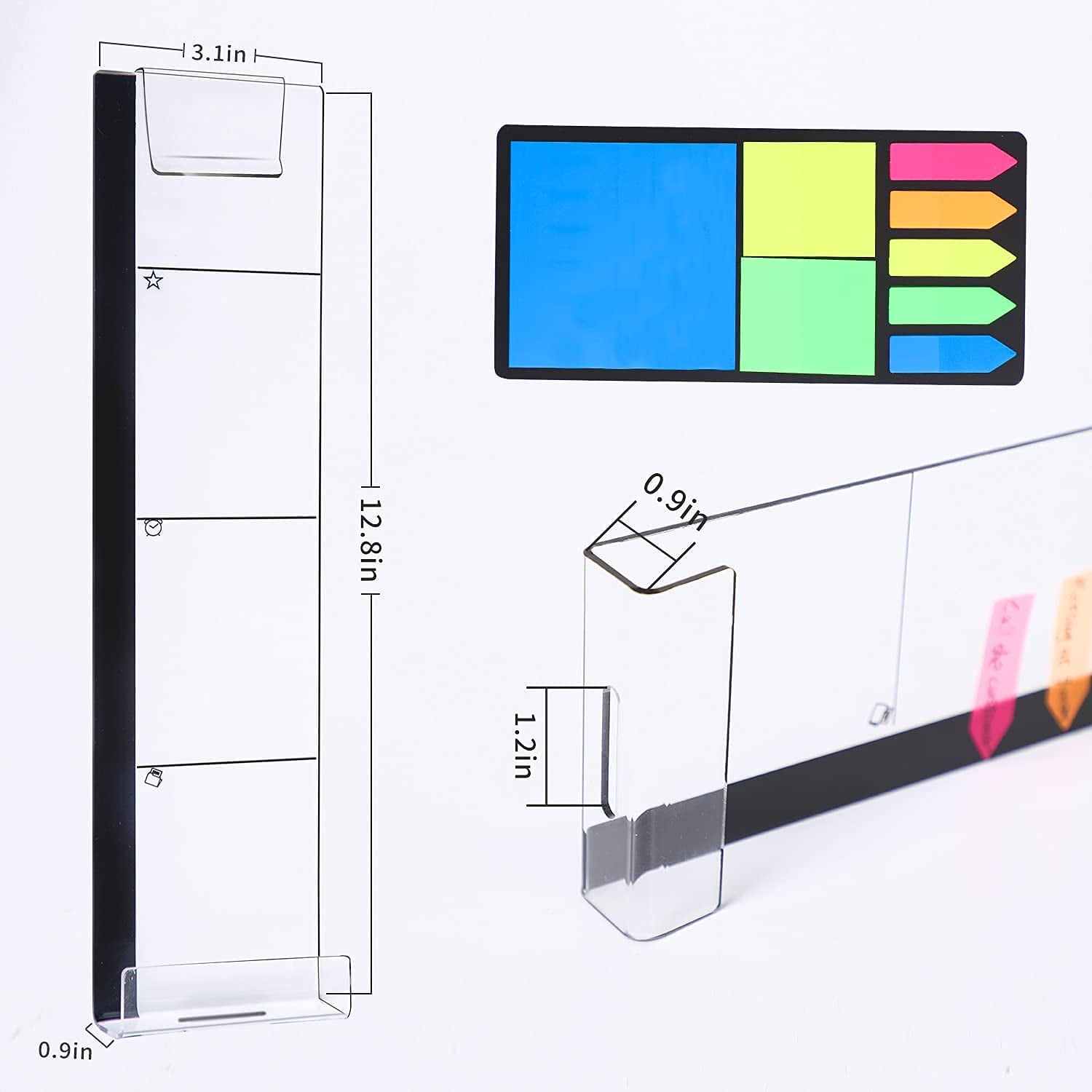 TRAHOO-2PCS Multifunction Clear Computer Monitor Memo Boards （Left ...