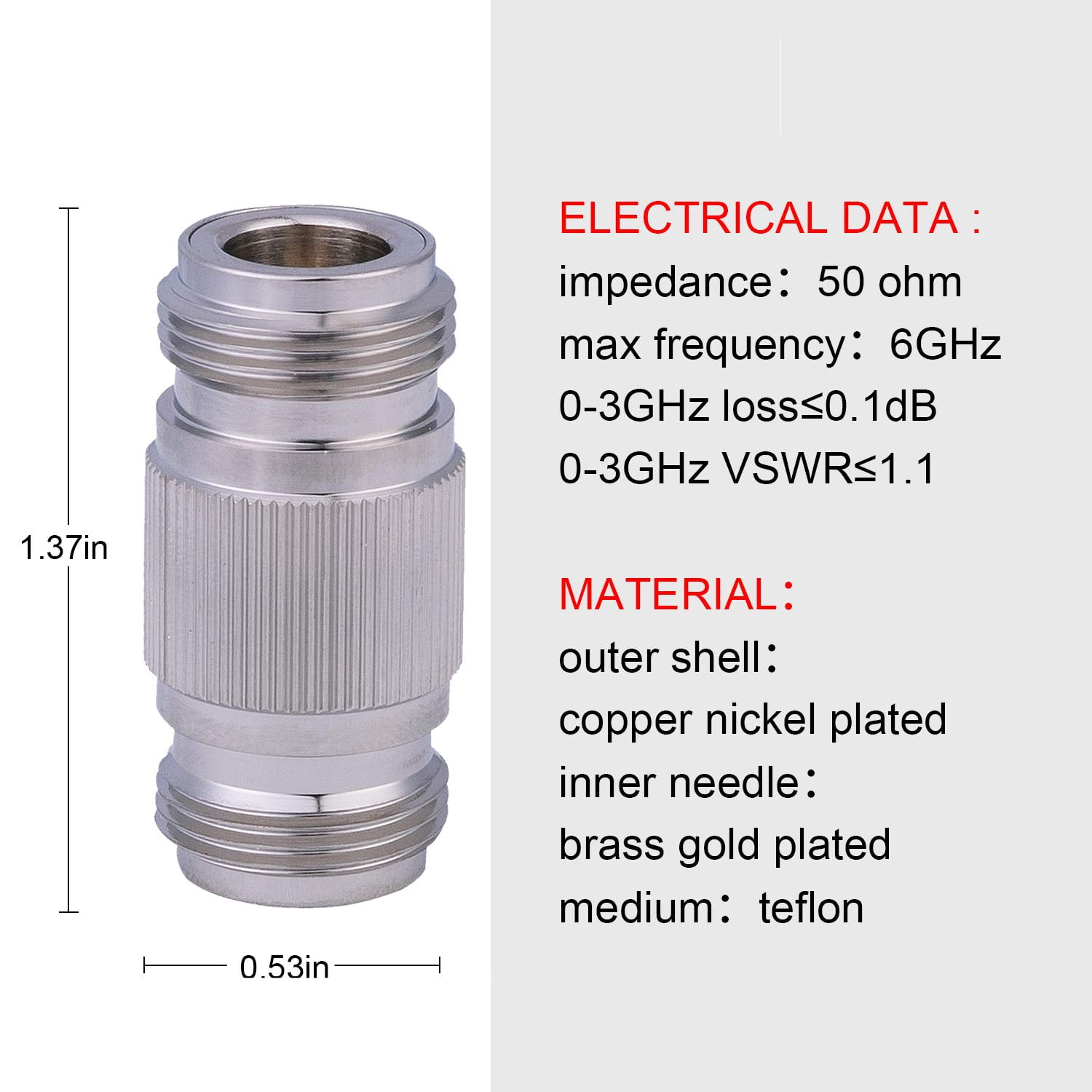 TRAHOO-2PCS N Female to N Female Connector RF Coax Cable Adapter Barrel ...