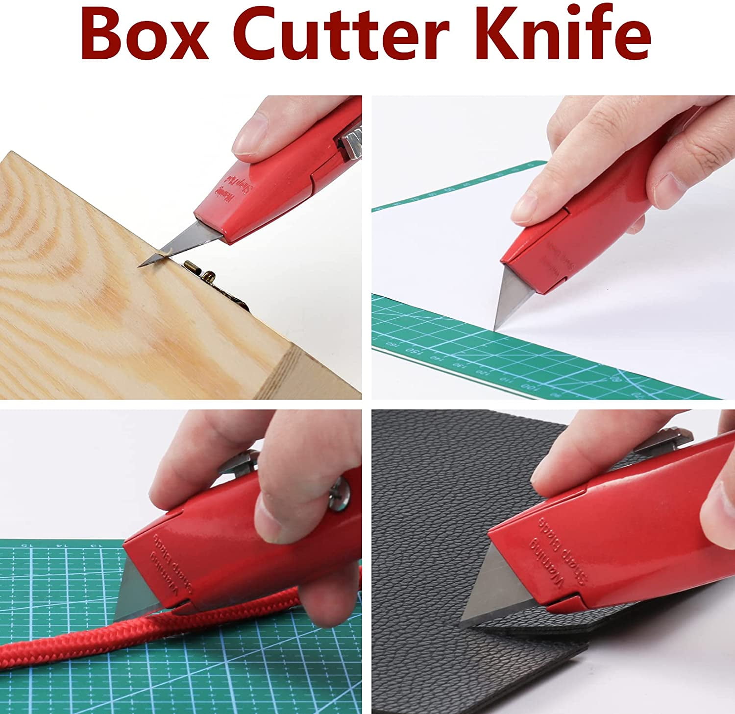 TRAHOO-2Pack Utility Knife Box Cutter Retractable Blade Heavy Duty(Red ...