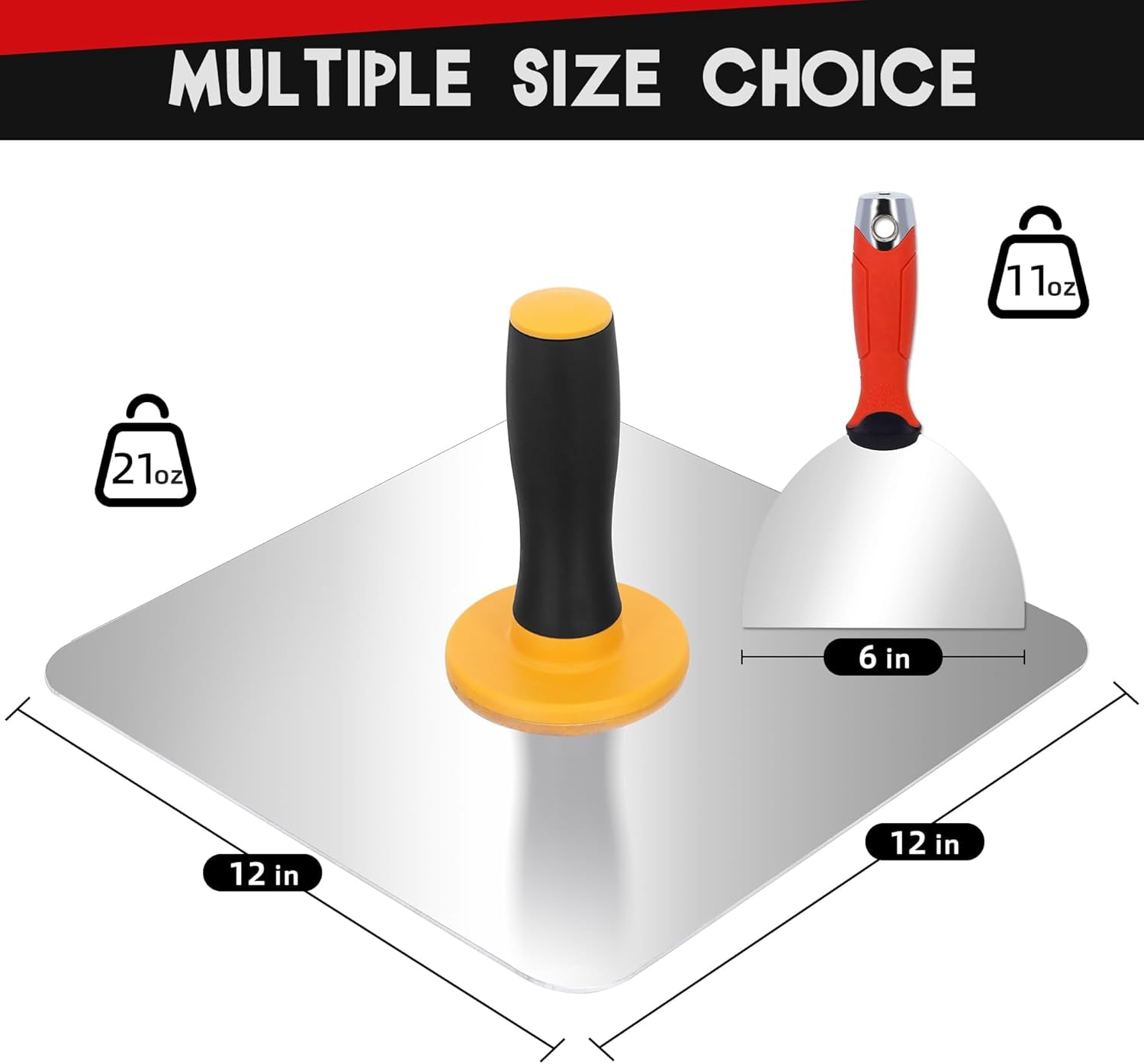 TRAHOO-2Pieces Drywall Masonry Hand Tool Kit,12\u201d Aluminum Hawk & 6 ...