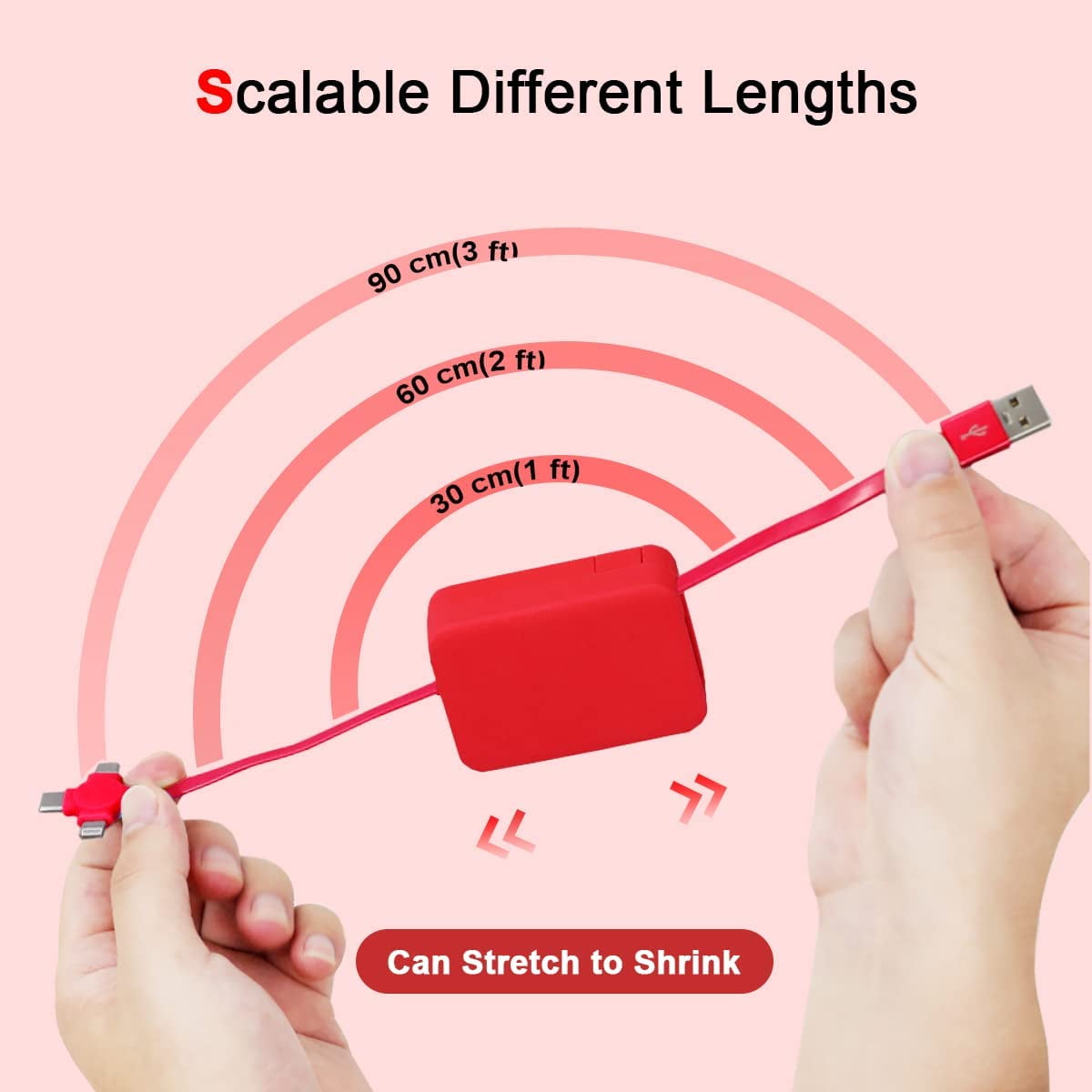 TRAHOO-3 in 1 Charging Cable, Three in One Charging Cable Roll ...