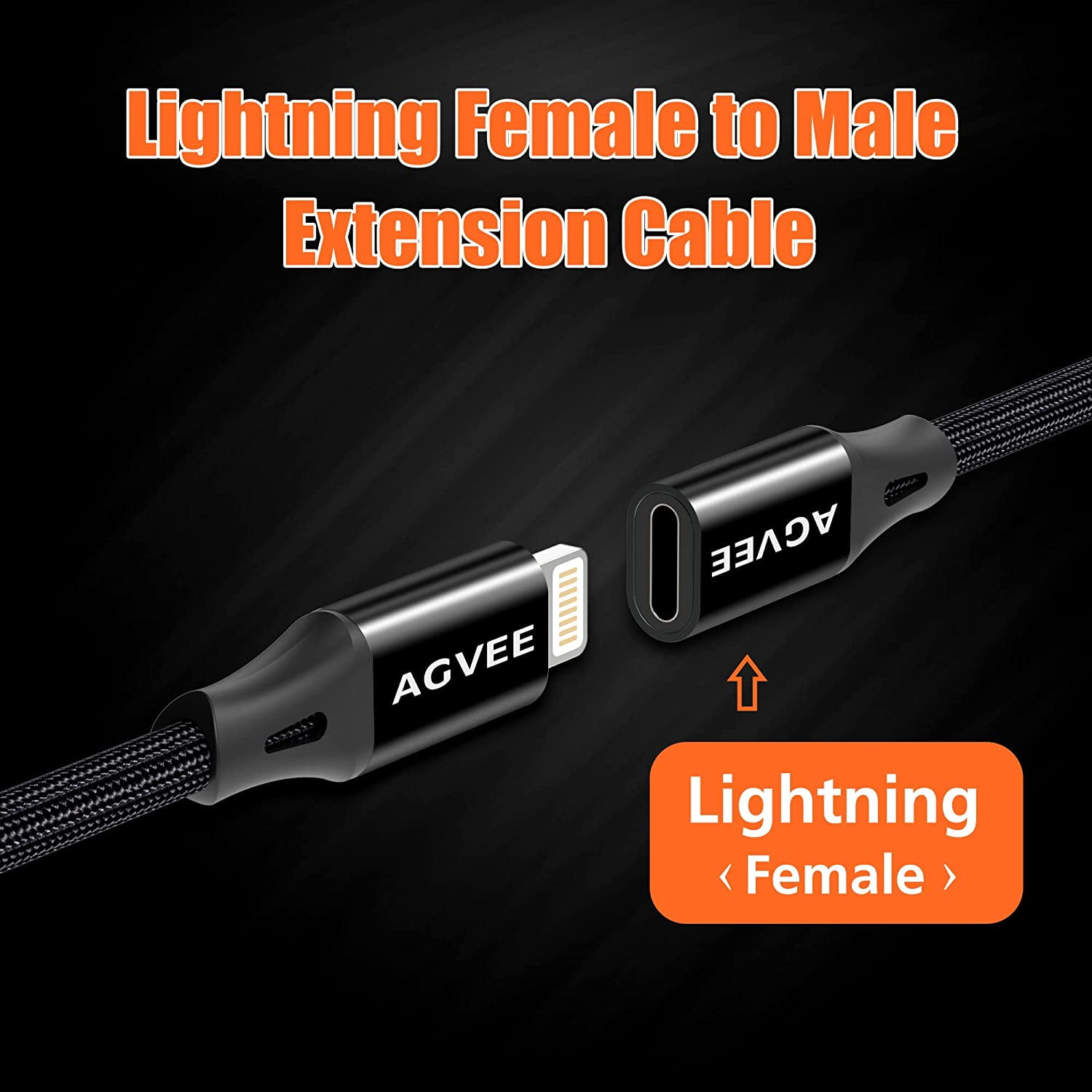 TRAHOO-[3.3ft Lightning Extension Cable Braided Female to Male Extender ...