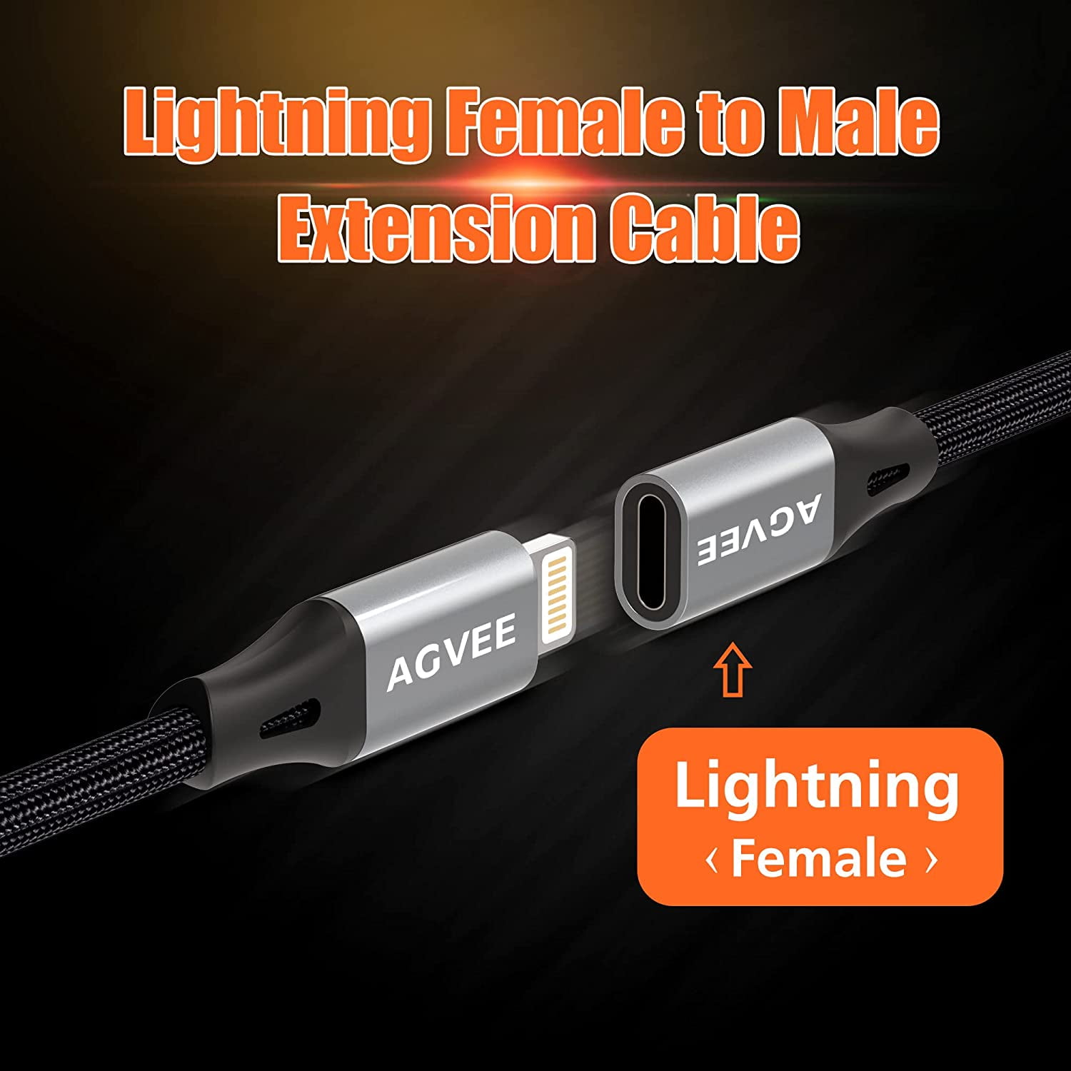TRAHOO-3.3ft Lightning Extension Cable, Braided Female to Male Extender ...