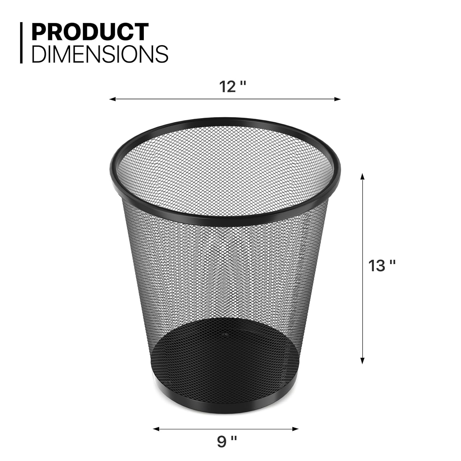 TRAHOO-3-Gallon Mesh Trash Can for Office Small Metal Wire Garbage Bin ...