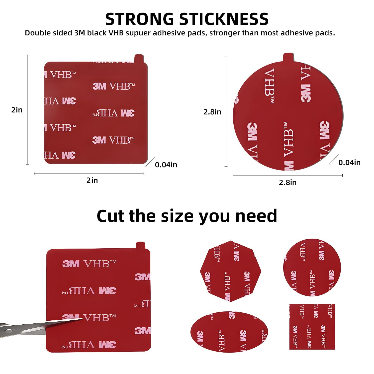 TRAHOO-3 M Double Sided Adhesive Pads,Car Mount Sticky Pad Replacement ...