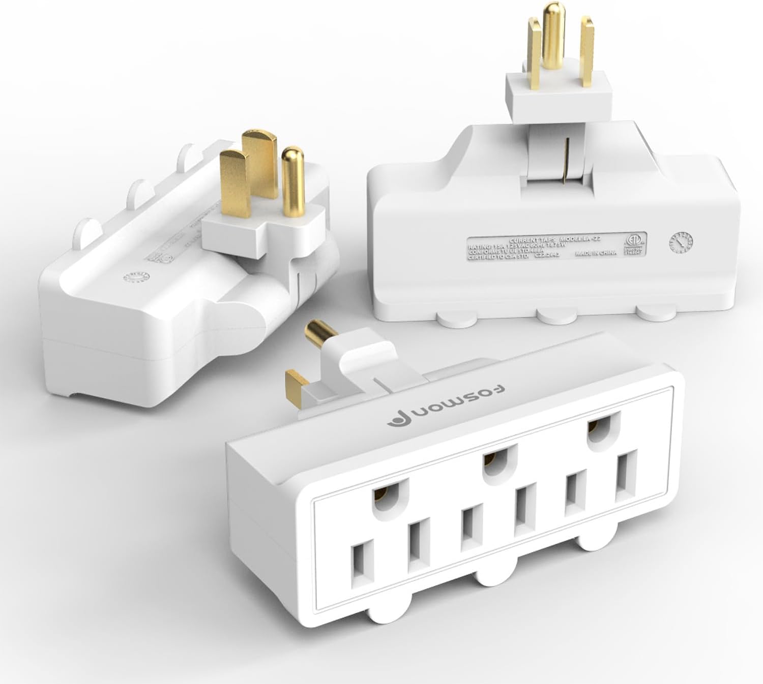 TRAHOO-3 Outlet Adapter, 3 Way Rotating Outlet Plug Adapter, Swivel ...