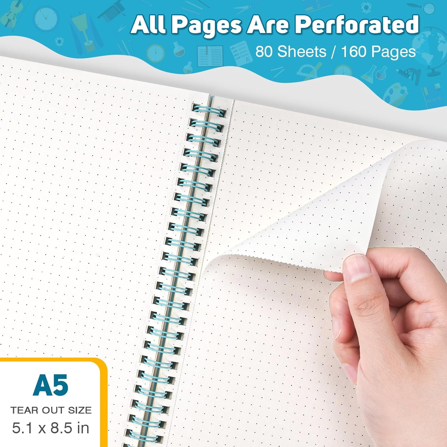 TRAHOO-3 Pack Dotted Journal Notebook, 3 Subject Spiral Notebook with ...