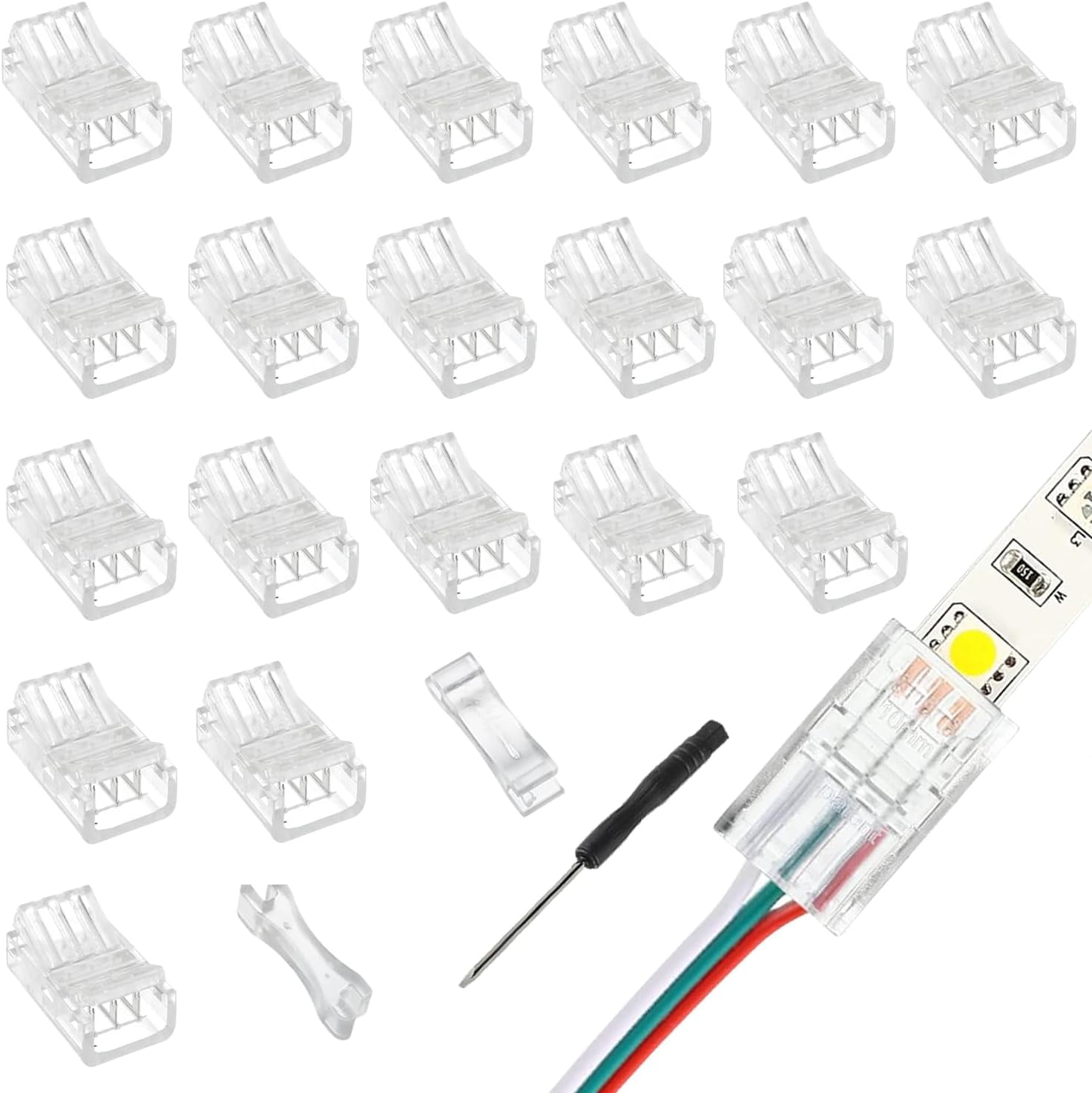 TRAHOO-3 Pin 10 mm LED Strip Connector LED Light Connector Strip to ...