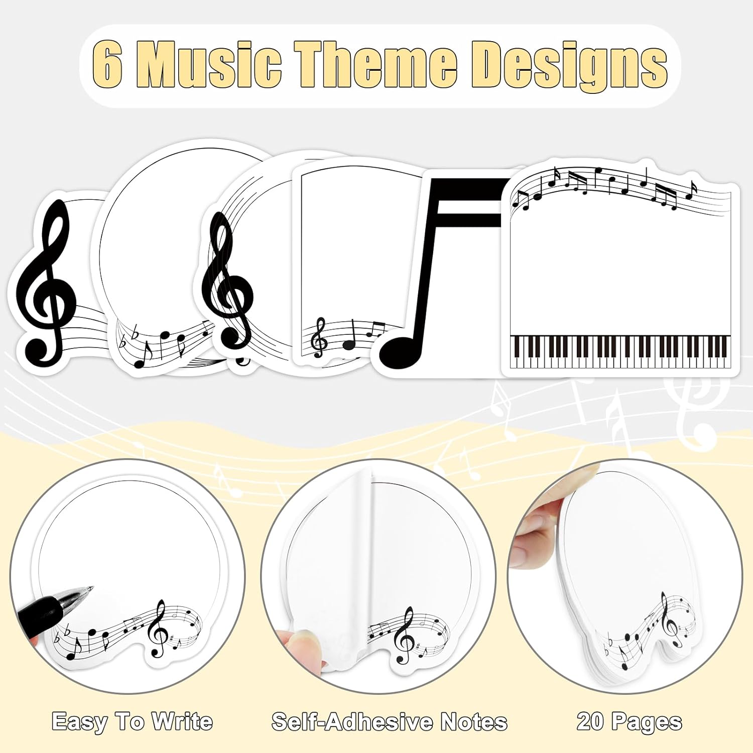 TRAHOO-30 Pack Music Sticky Notes - 600 Sheets Music Notepads for Music ...