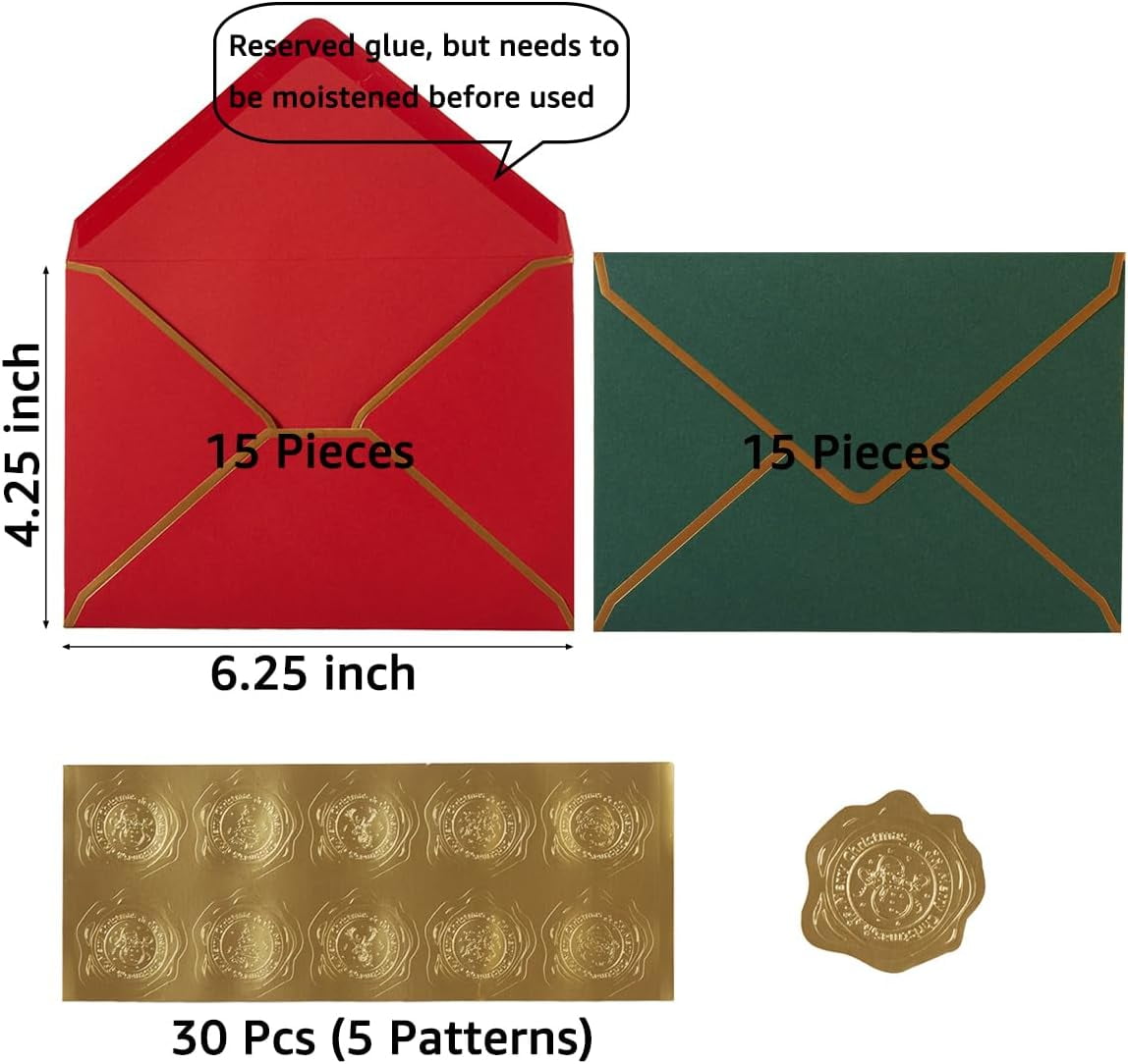 TRAHOO-30 Pack Thick 4x6 Envelopes with Gold Border, A4 Thick Paper ...