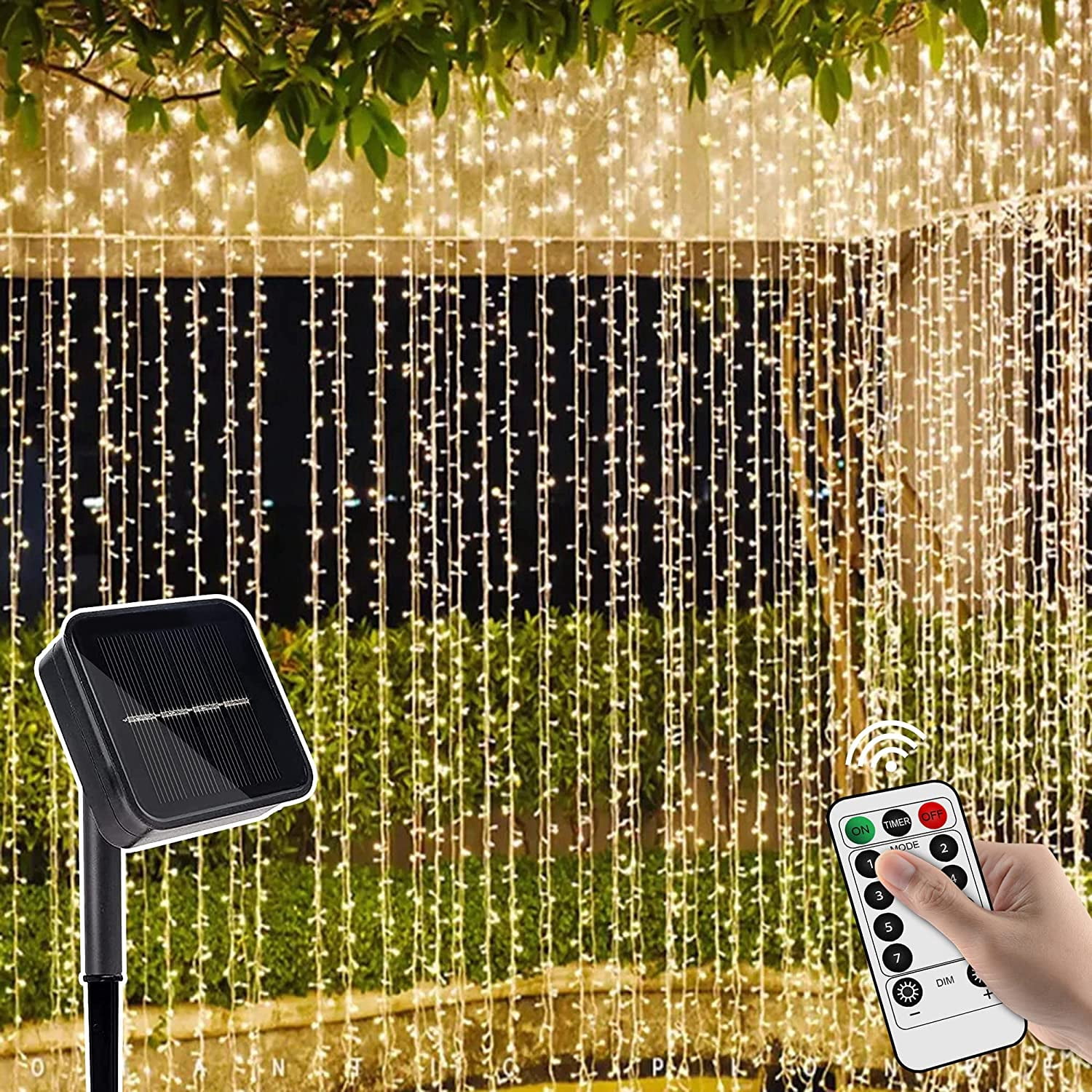 TRAHOO-304 LED Solar Curtain Lights Remote Control with 8 Modes ...