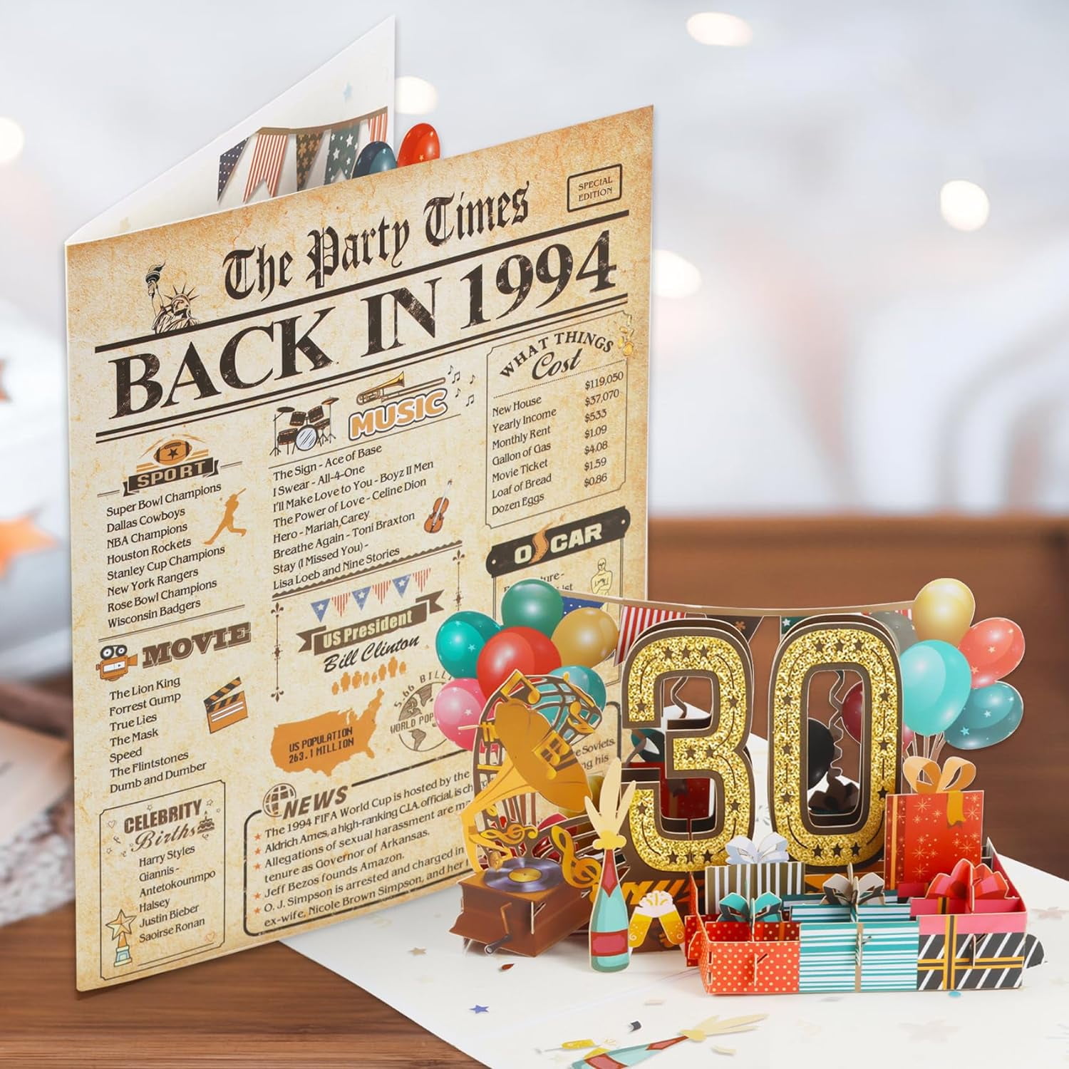 TRAHOO-30th Birthday Card for Men Women, 3D Pop Up 30th Birthday Gifts Cards for Him Her, Back ...