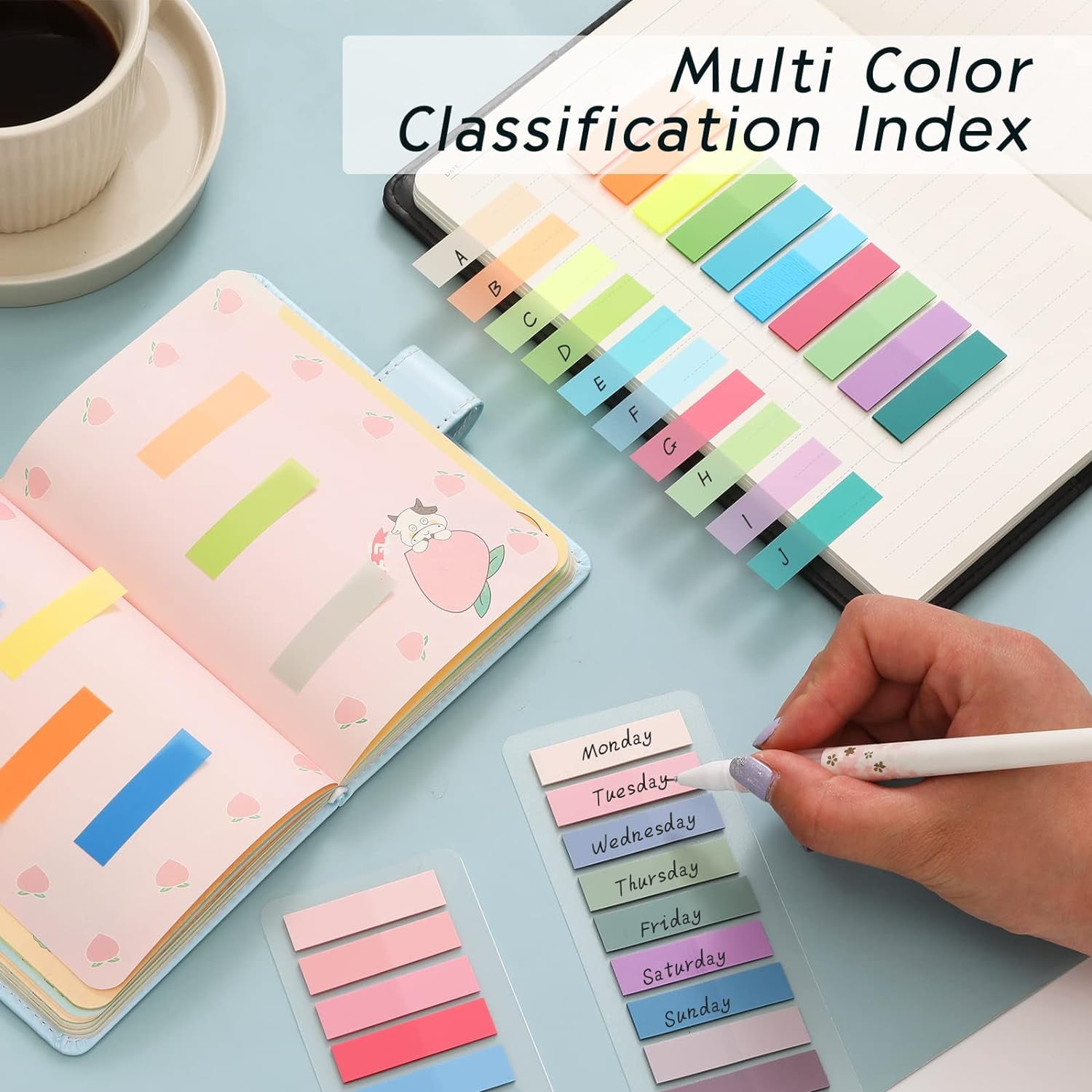 TRAHOO-3200 PCS Sticky Tabs, 60 Colors Book Tabs, Transparent Sticky ...