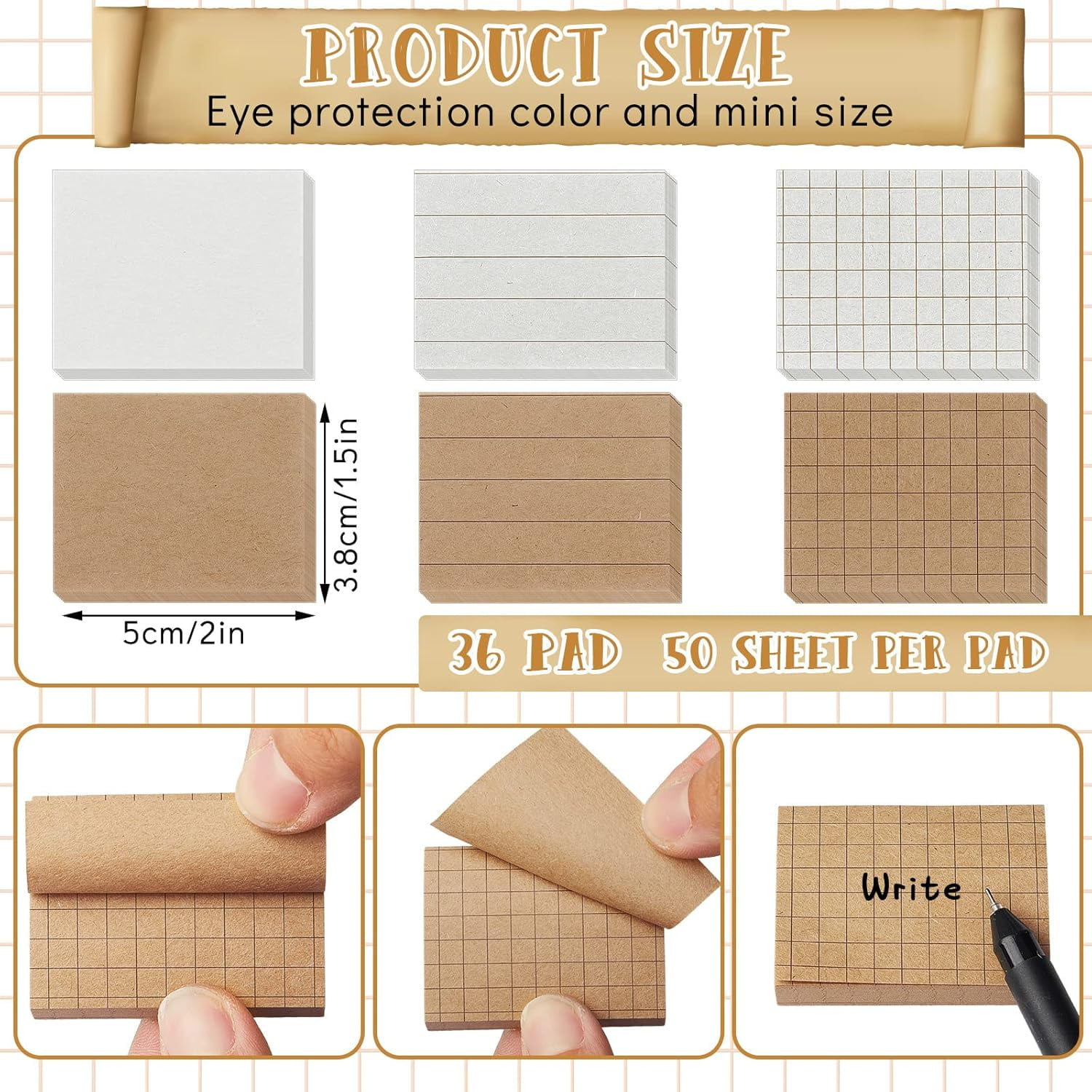 TRAHOO-36 Pack Small Sticky Notes 1.5 x 2 Inch Cute Mini Sticky Notes ...