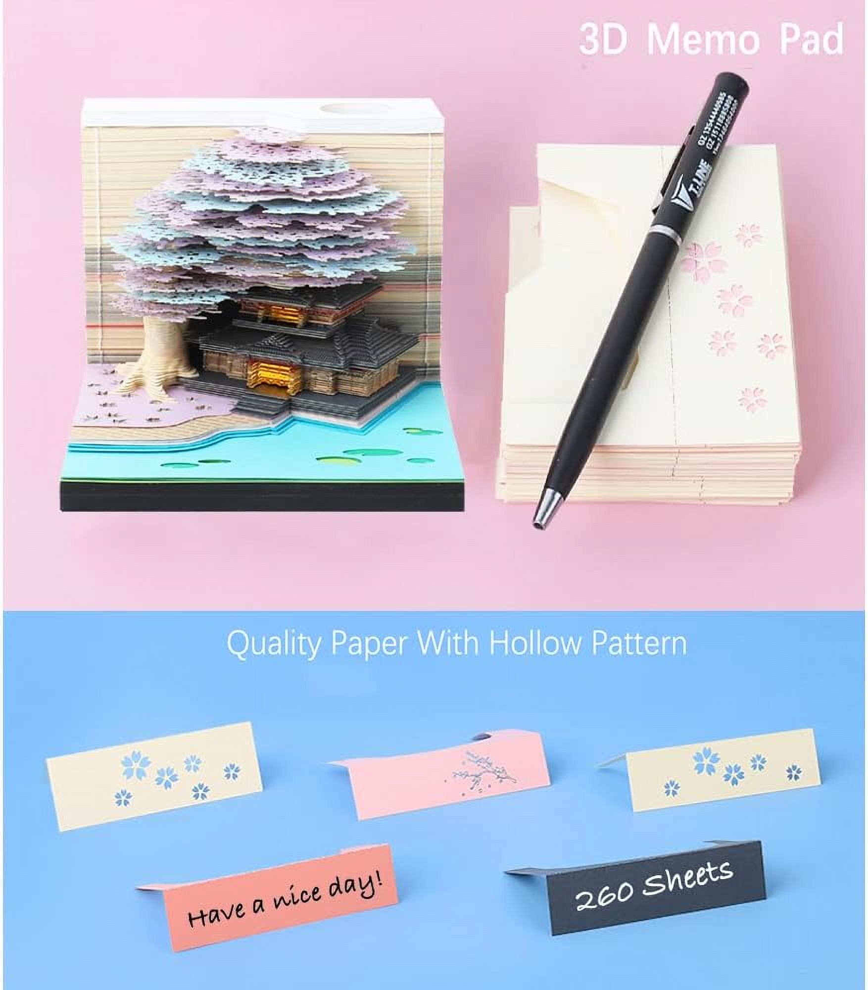 TRAHOO-3D Memo Pad 260 Sheets Tree House Notepad Omoshiroi Block Cute Kawaii Note Pad Paper ...