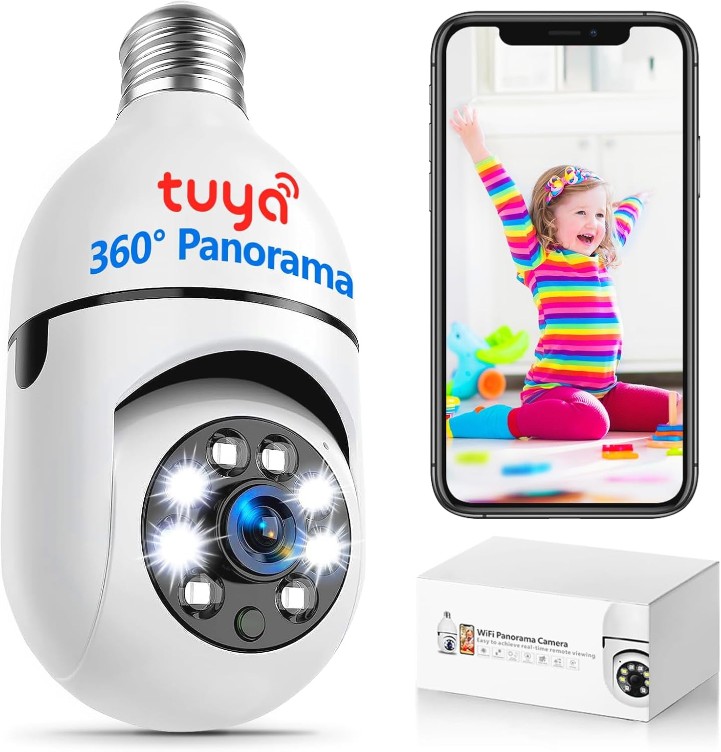 TRAHOO-3K Light Socket Security Camera,360 Degree Lightbulb Camera ...