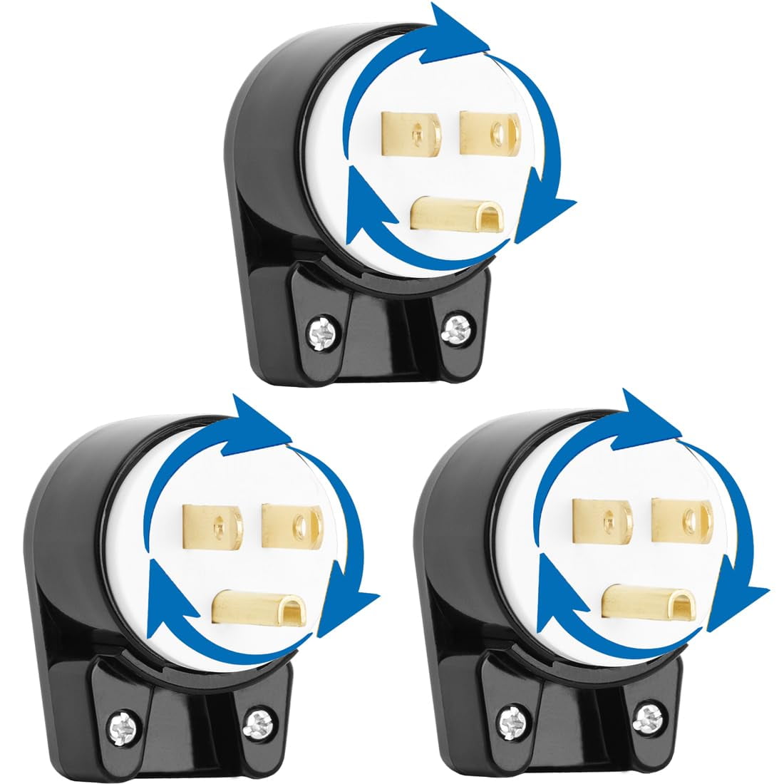 TRAHOO-(3PACK) ETL Listed 90 Degree USA Canada Male Plug Nema 5-15P 3 ...
