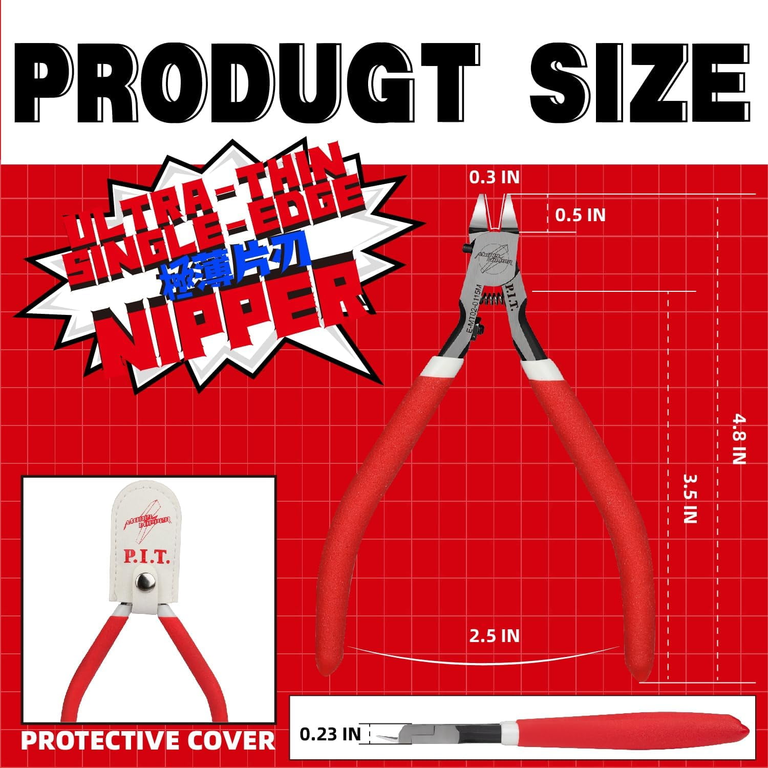 TRAHOO-4.8 INCH Model Nipper, Single Blade Gundam Nipper with Non-Slip ...