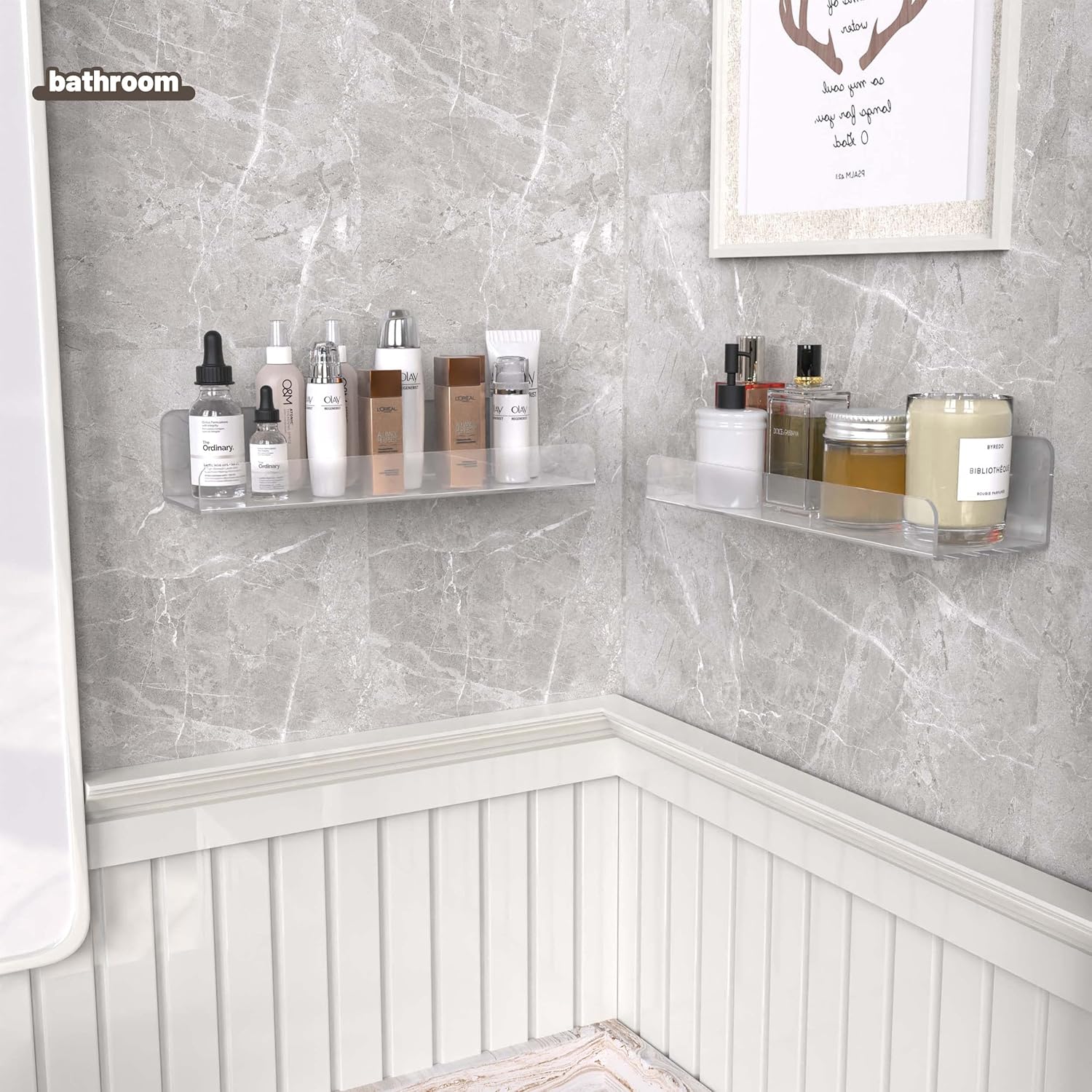 TRAHOO-4 Pack 15" Clear Acrylic Shelves Display Ledge for Wall Storage ...