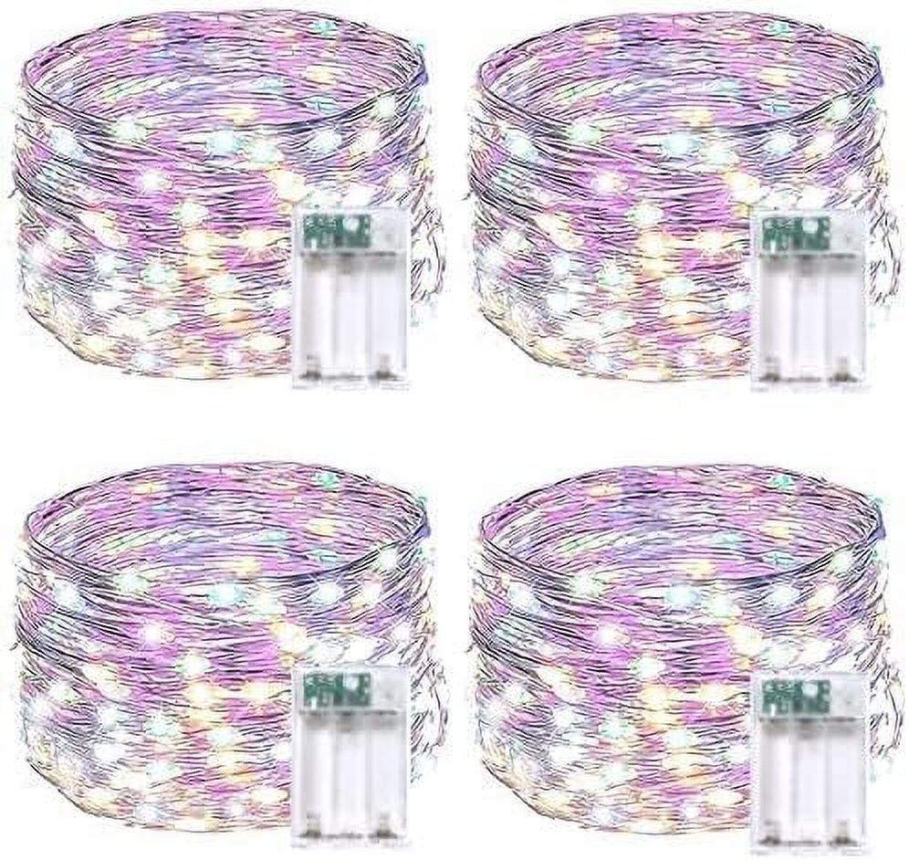 TRAHOO-4 Pack 20FT 60LED Battery Operated Fairy Lights with Timer, Waterproof Battery String ...