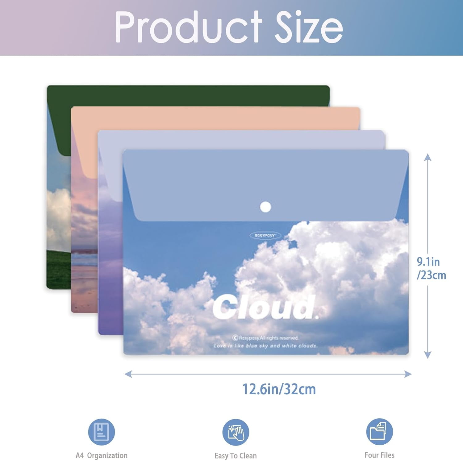 TRAHOO-4-Pack A4 Letter Size Plastic Envelopes with Snap Closure ...