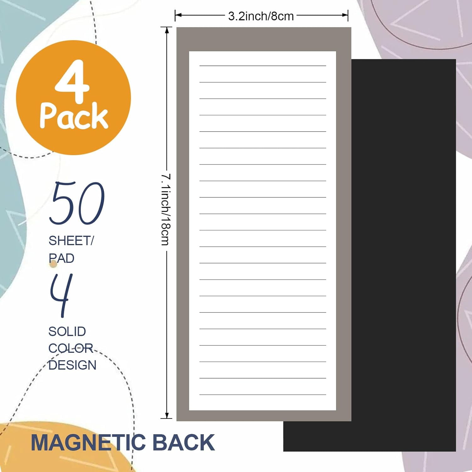 TRAHOO-4 Pack Magnetic Notepads for Refrigerator, 50 Pages/Book Grocery ...