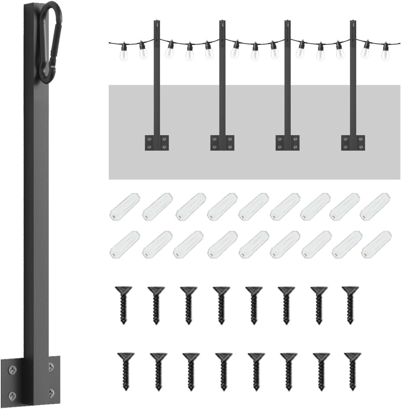 TRAHOO-4 Pack String Light Poles,Hanging Light Poles for Outdoor String ...