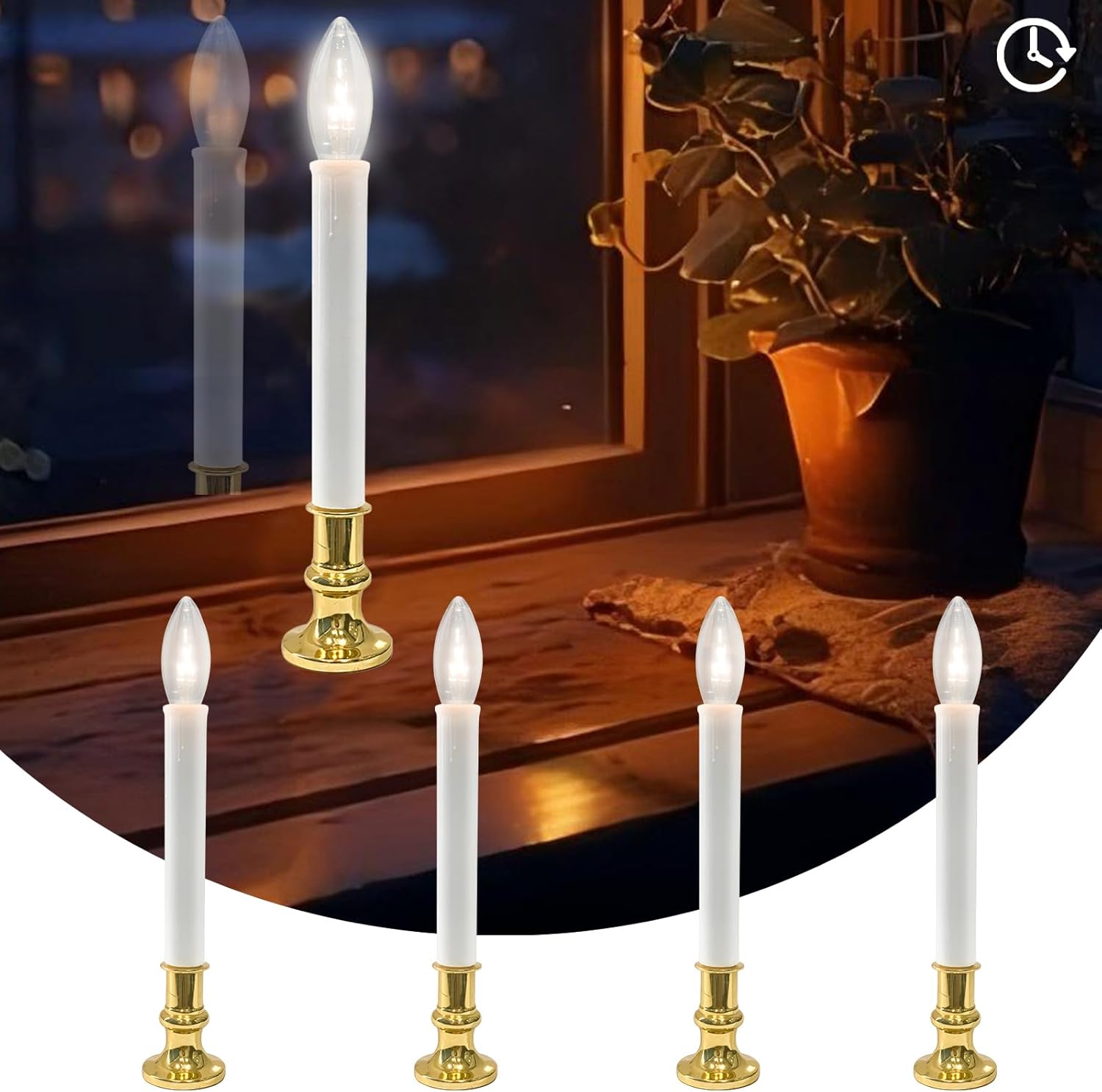 TRAHOO-4 Pack Window Candles Battery Operated with Timer,Christmas ...