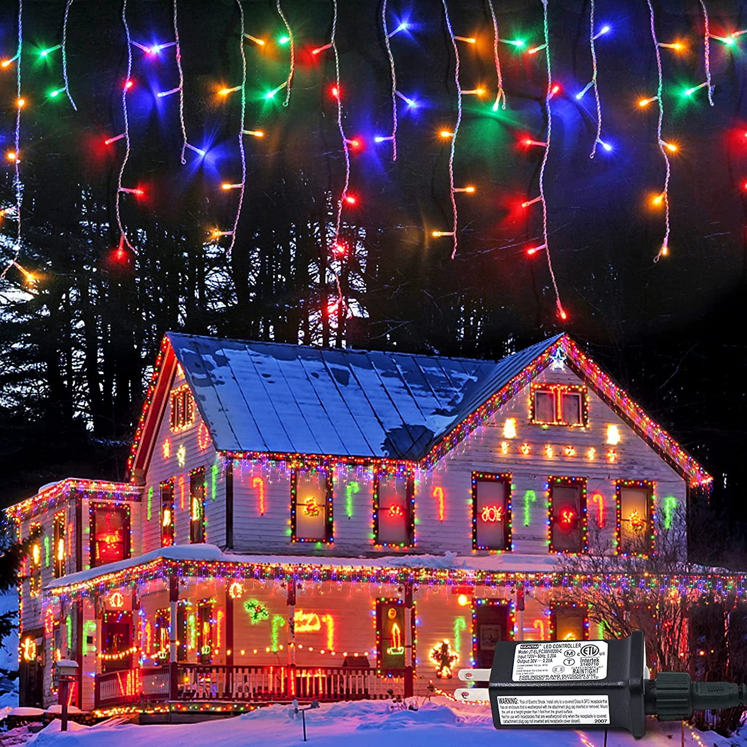 TRAHOO-400 LED 38.8Ft Icicle Christmas Lights with Remote, Outdoor ...