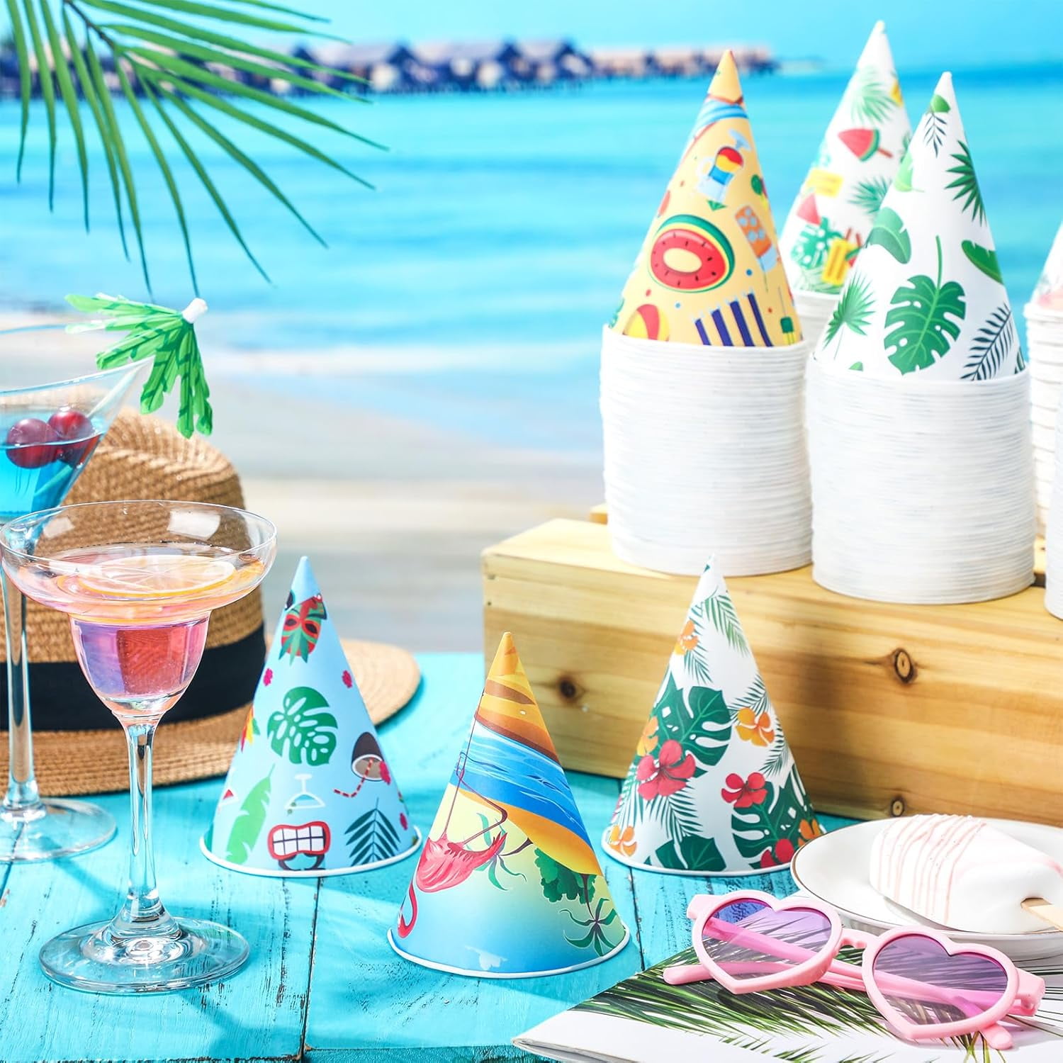 TRAHOO-400 Pcs Snow Cone Cups, Summer Hawaiian Cone Paper Cups 6 oz ...