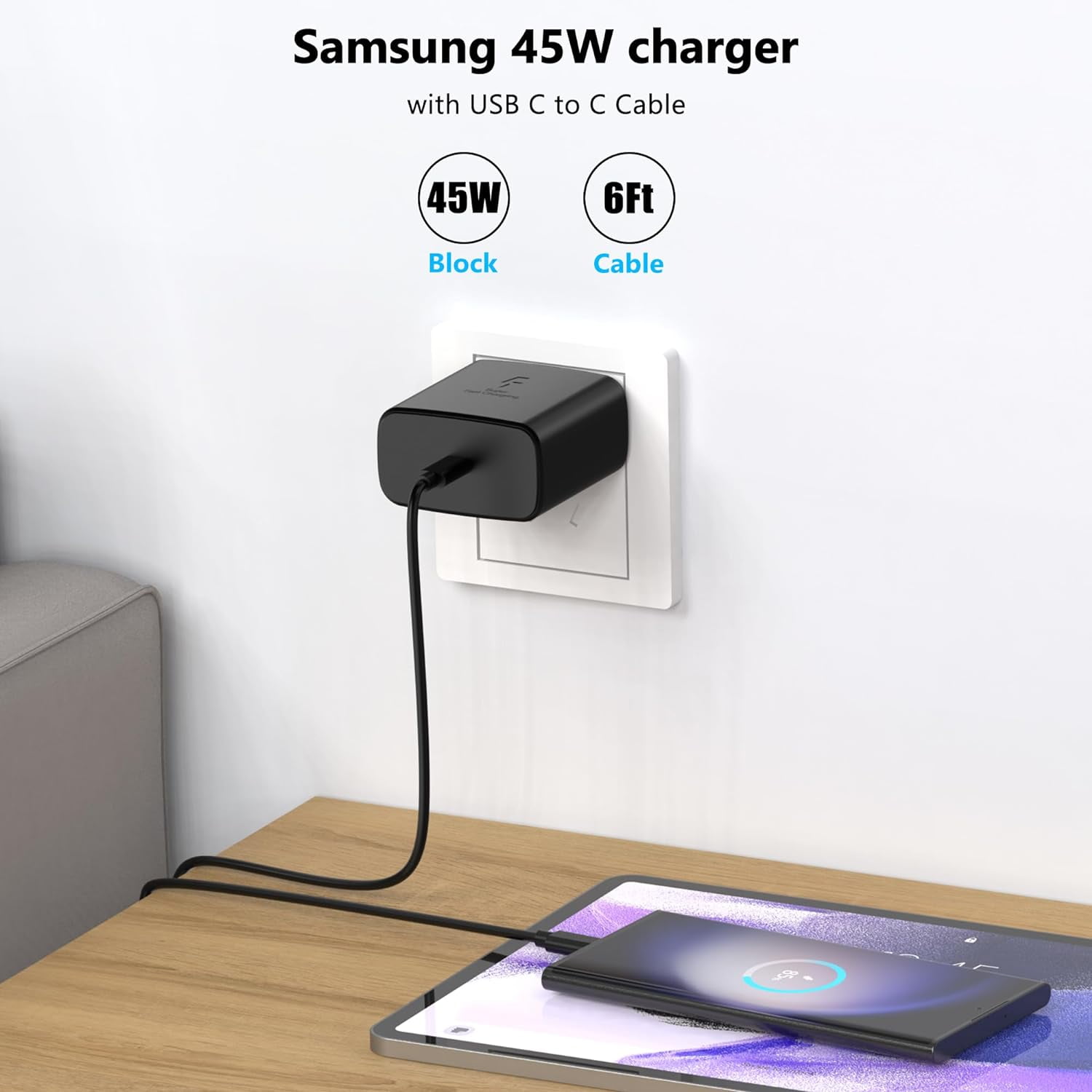 TRAHOO-45W Samsung Charger USB C Super Fast Charging for Samsung Galaxy ...