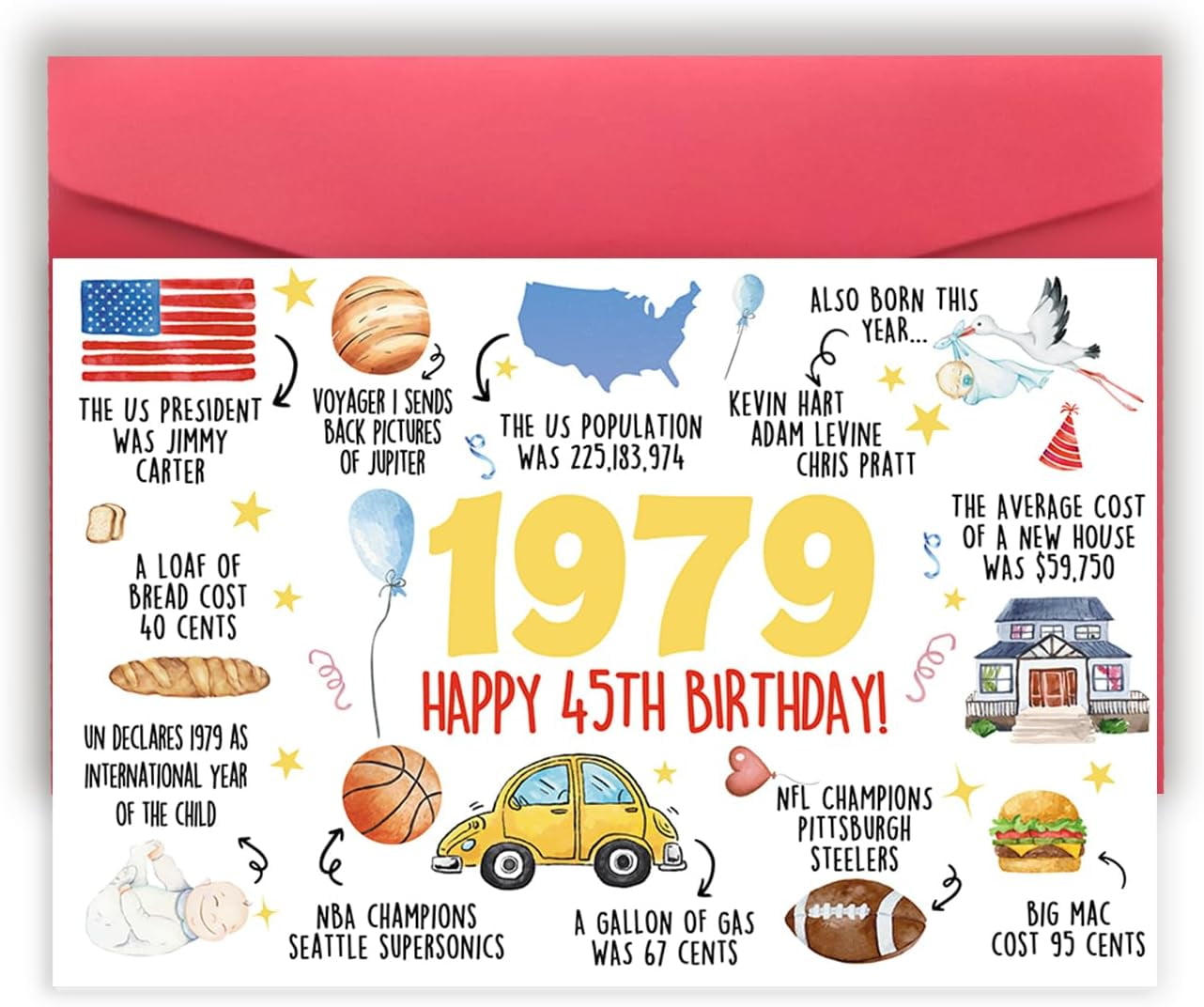 TRAHOO-45th Birthday Gift for Women Men, Happy 45 Year Old Birthday ...