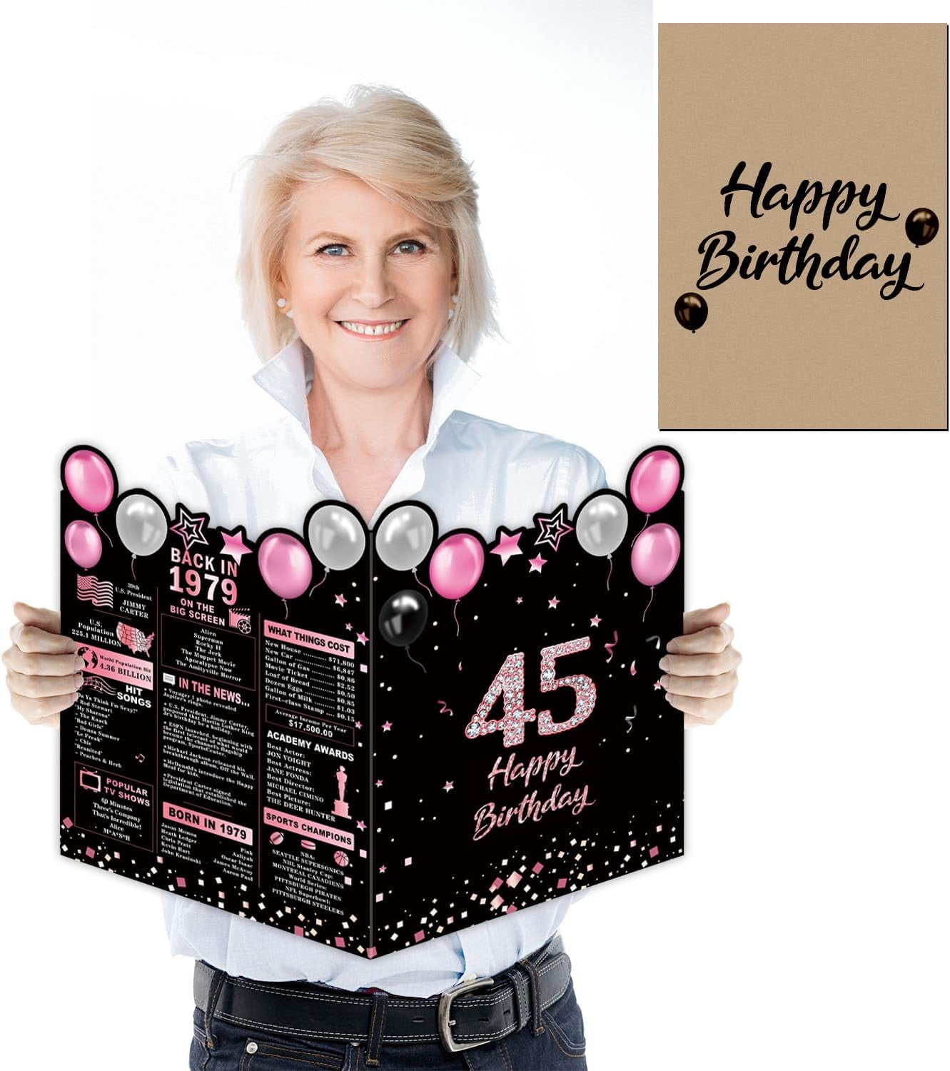 TRAHOO-45th Birthday Large Greeting Card, Happy Birthday Giant Guest ...