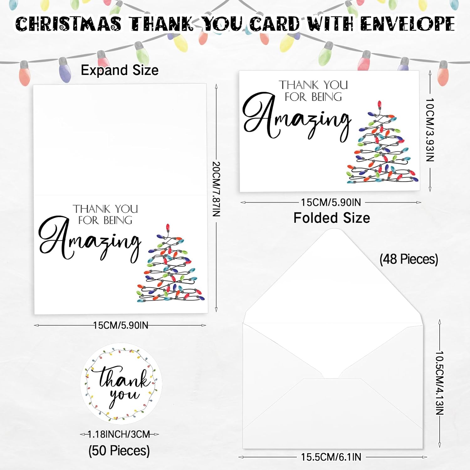TRAHOO-48 Sets Christmas Cards with Envelopes and Stickers Coworker ...