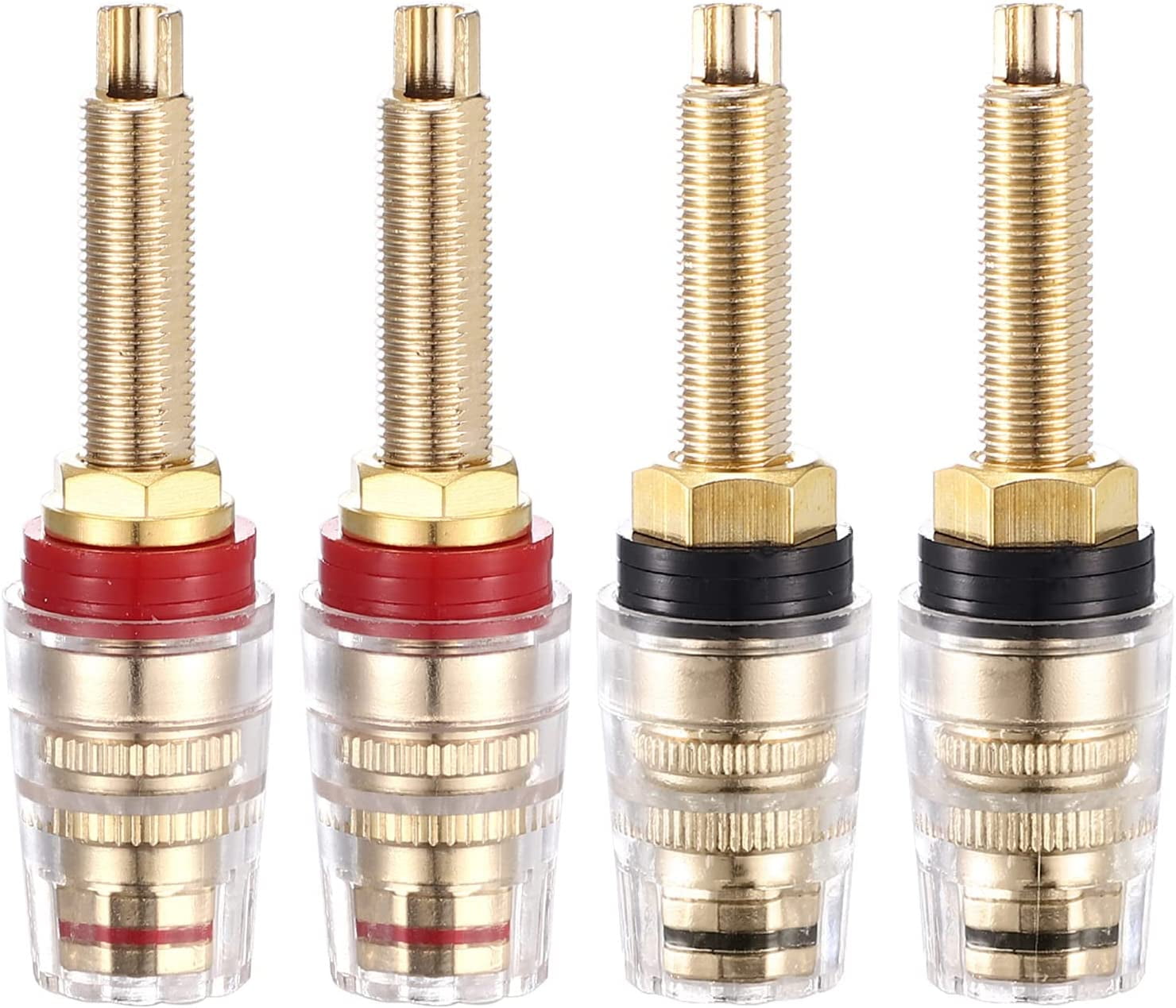 TRAHOO-4PCS Black & Red Heavy Duty 5-Way Binding Post Banana Jacks 4mm ...