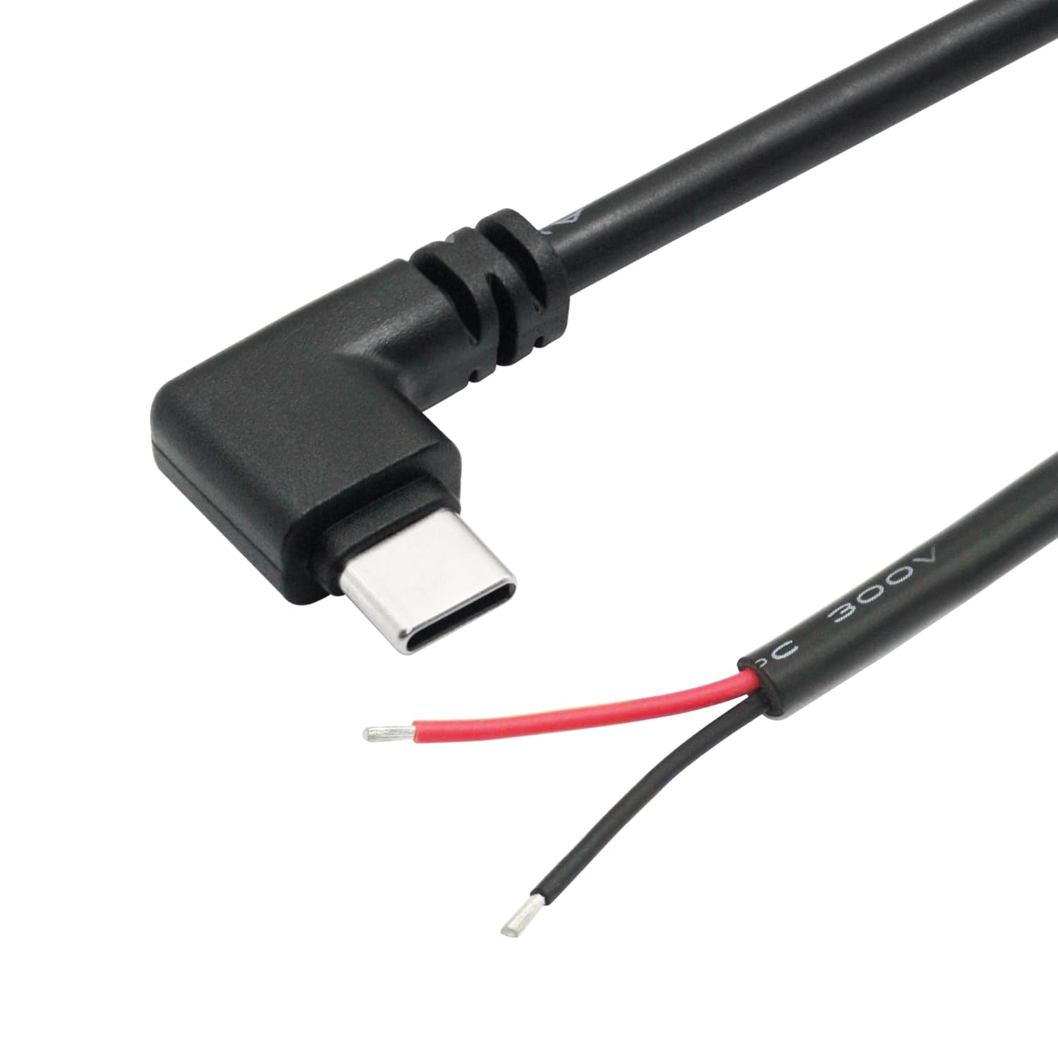 TRAHOO-4Pcs USB C to 2 Pin Bare Wire Open End Power Cord 10inch, 90 Degree USB Type C Male Plug ...