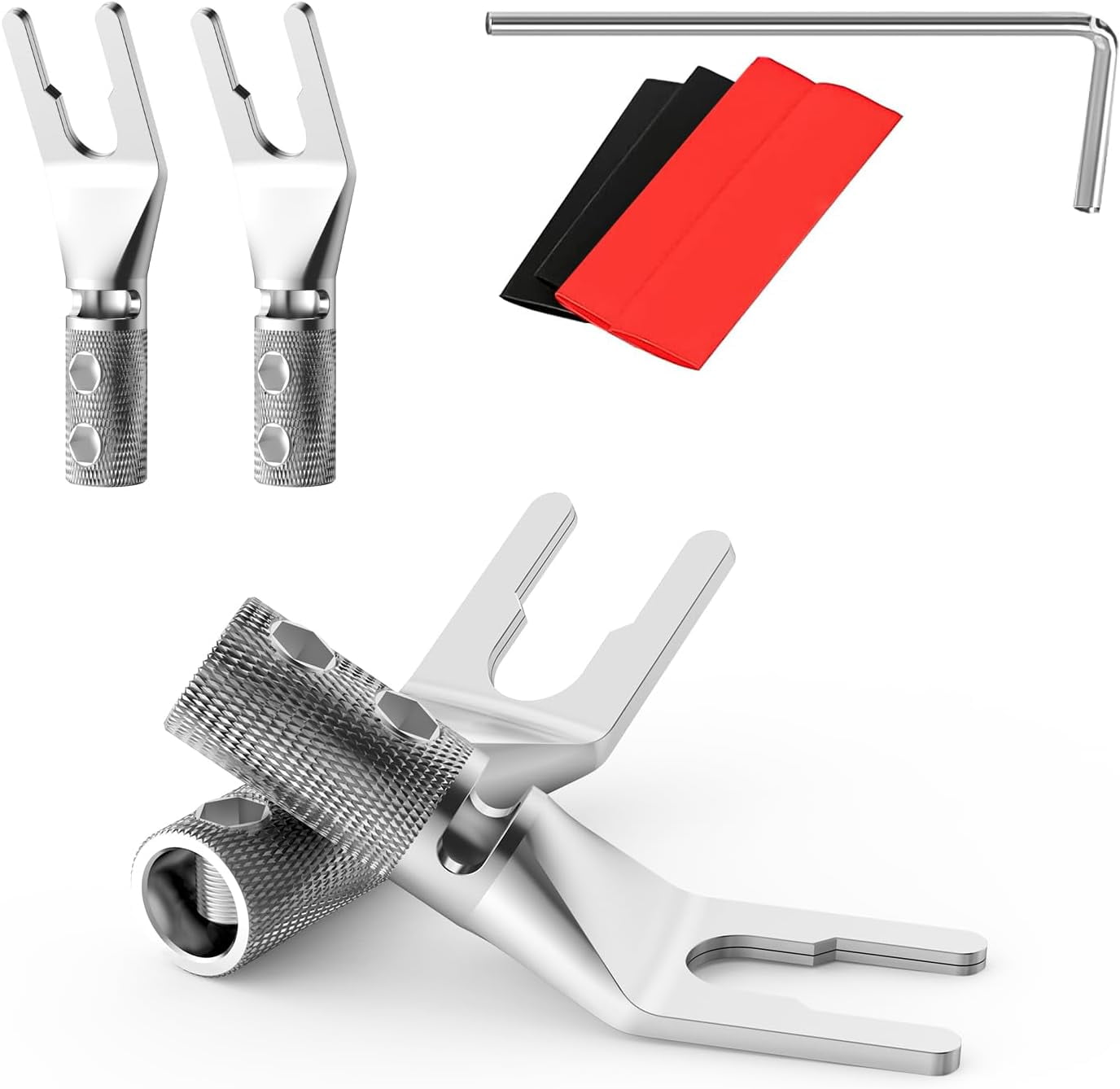 TRAHOO-4X Speaker Spade Connectors, Screw Locking Copper Speaker Cable ...