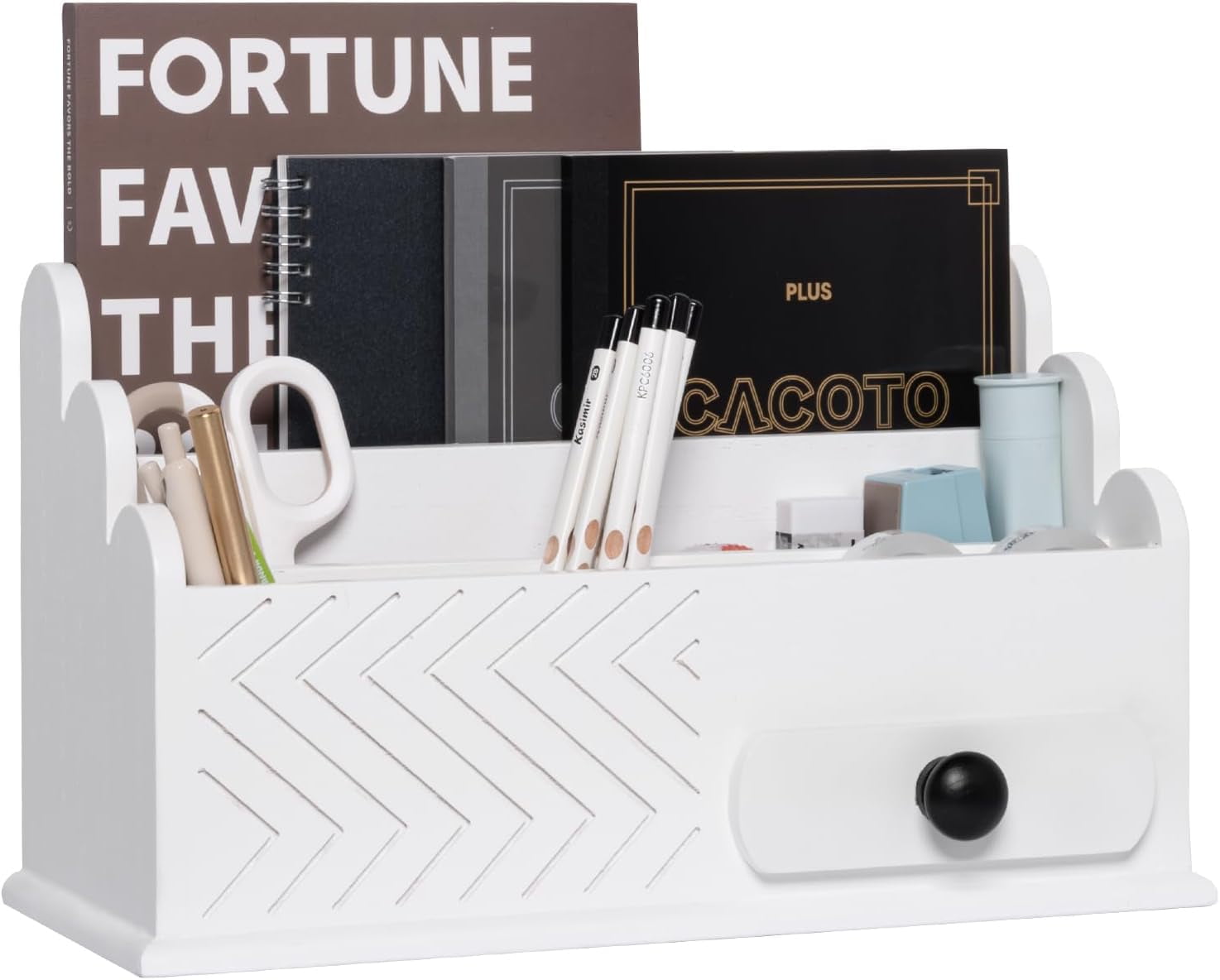 TRAHOO-5 Compartments Real Wood Desk Accessories Organizer Countertop ...