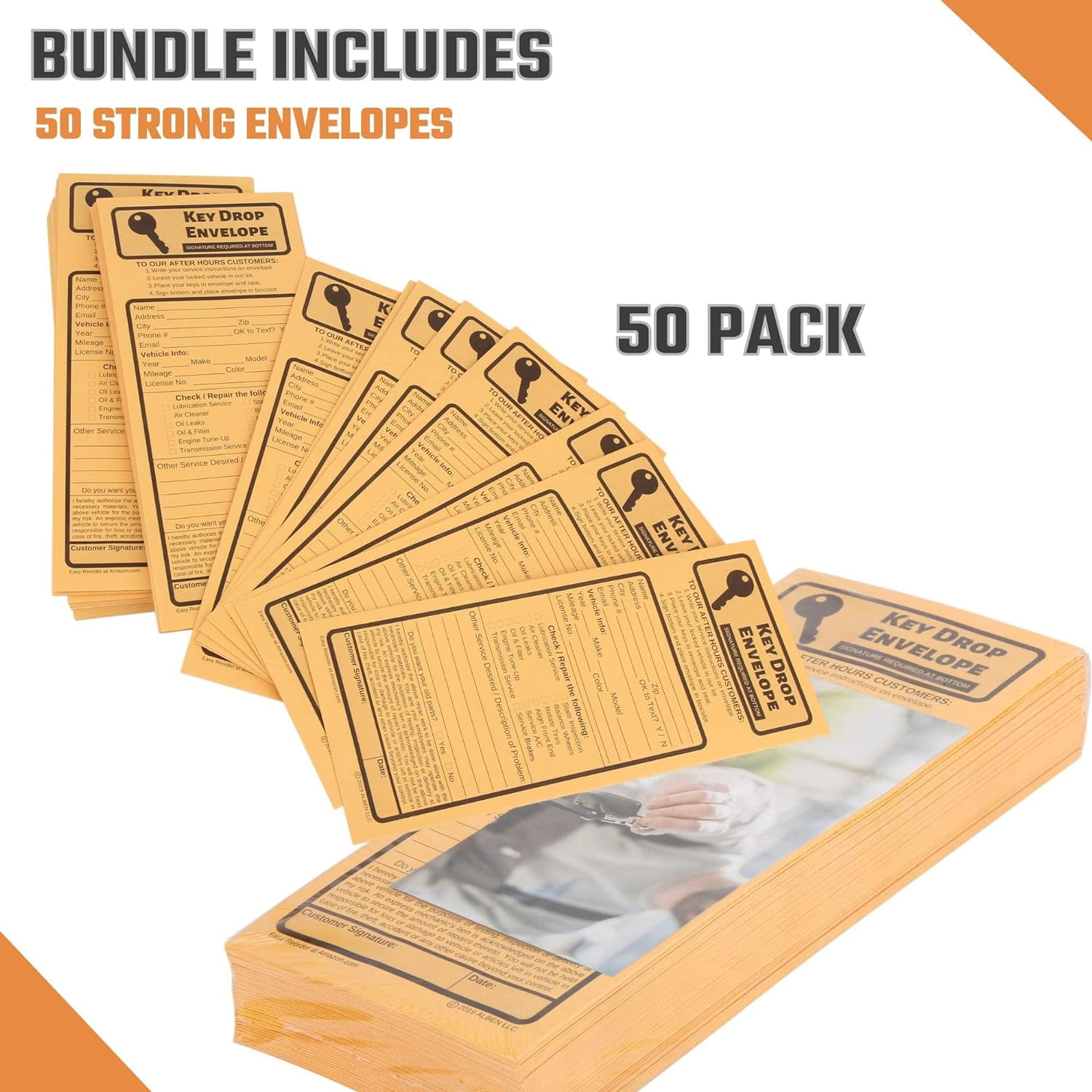 TRAHOO-50 Key Drop Off Envelopes for After Hours – Auto Shop Repair ...