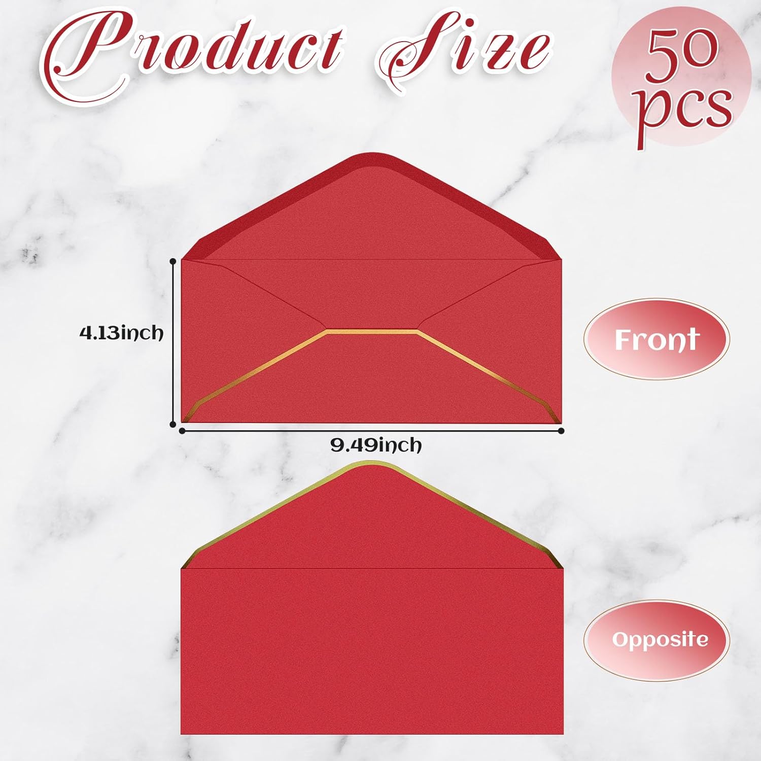 TRAHOO-50 Pack #10 Business Envelopes with Gold Border Self Adhesive V ...