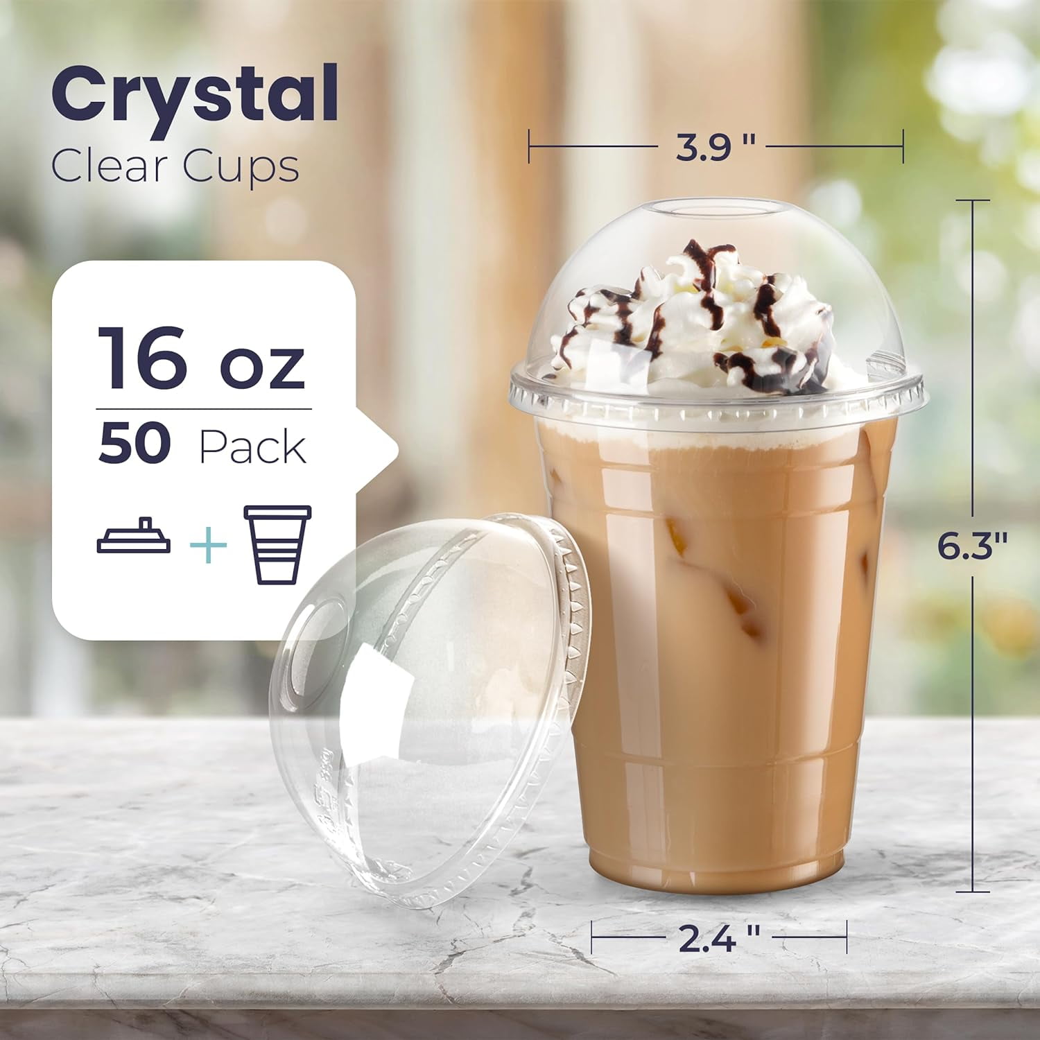 Milkshake Cups 50 X 12oz Reusable Clear Plastic Smoothie Cups With Dome ...